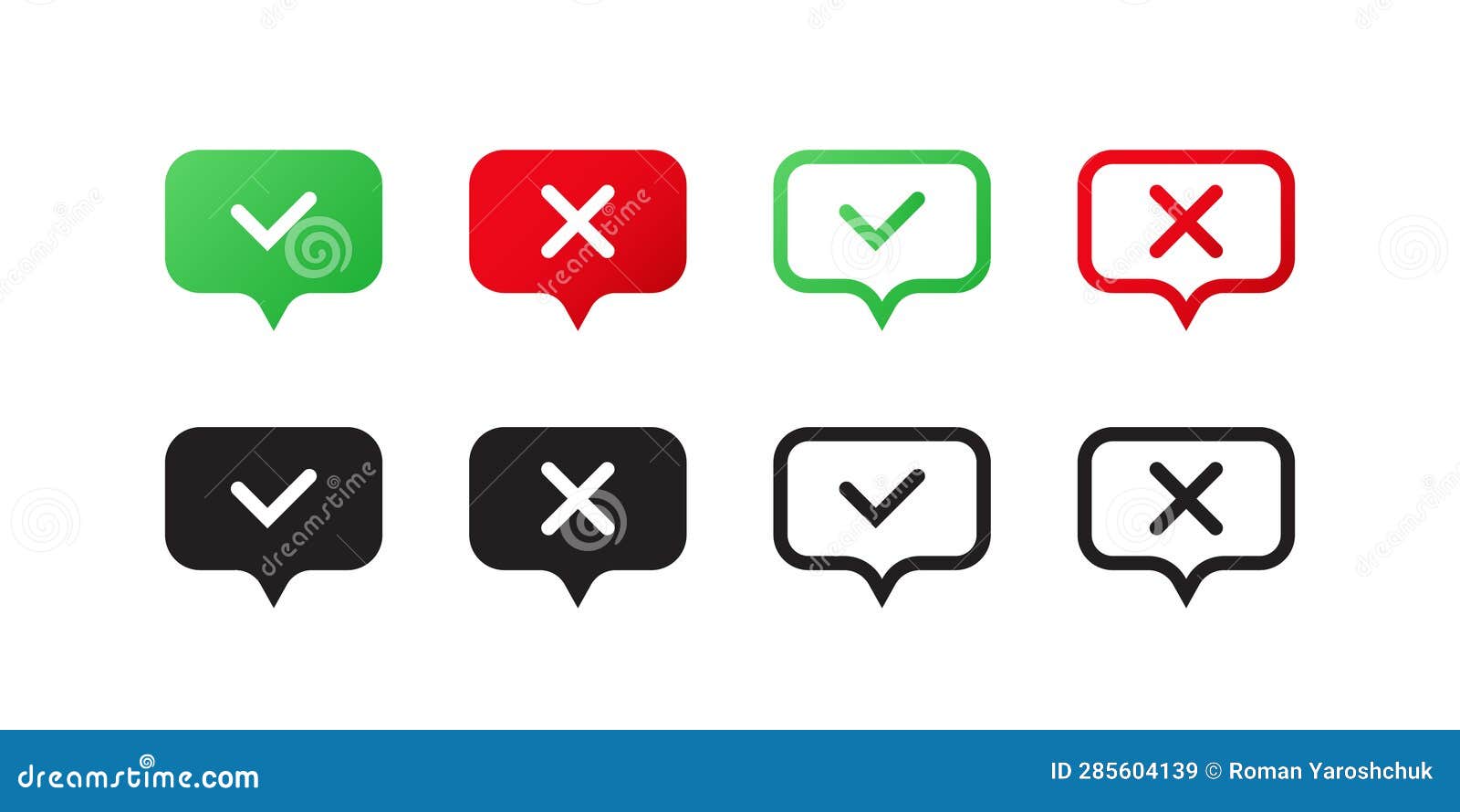 Check Boxes. Green Check Mark, Red Cross Mark Icons Stock Illustration ...