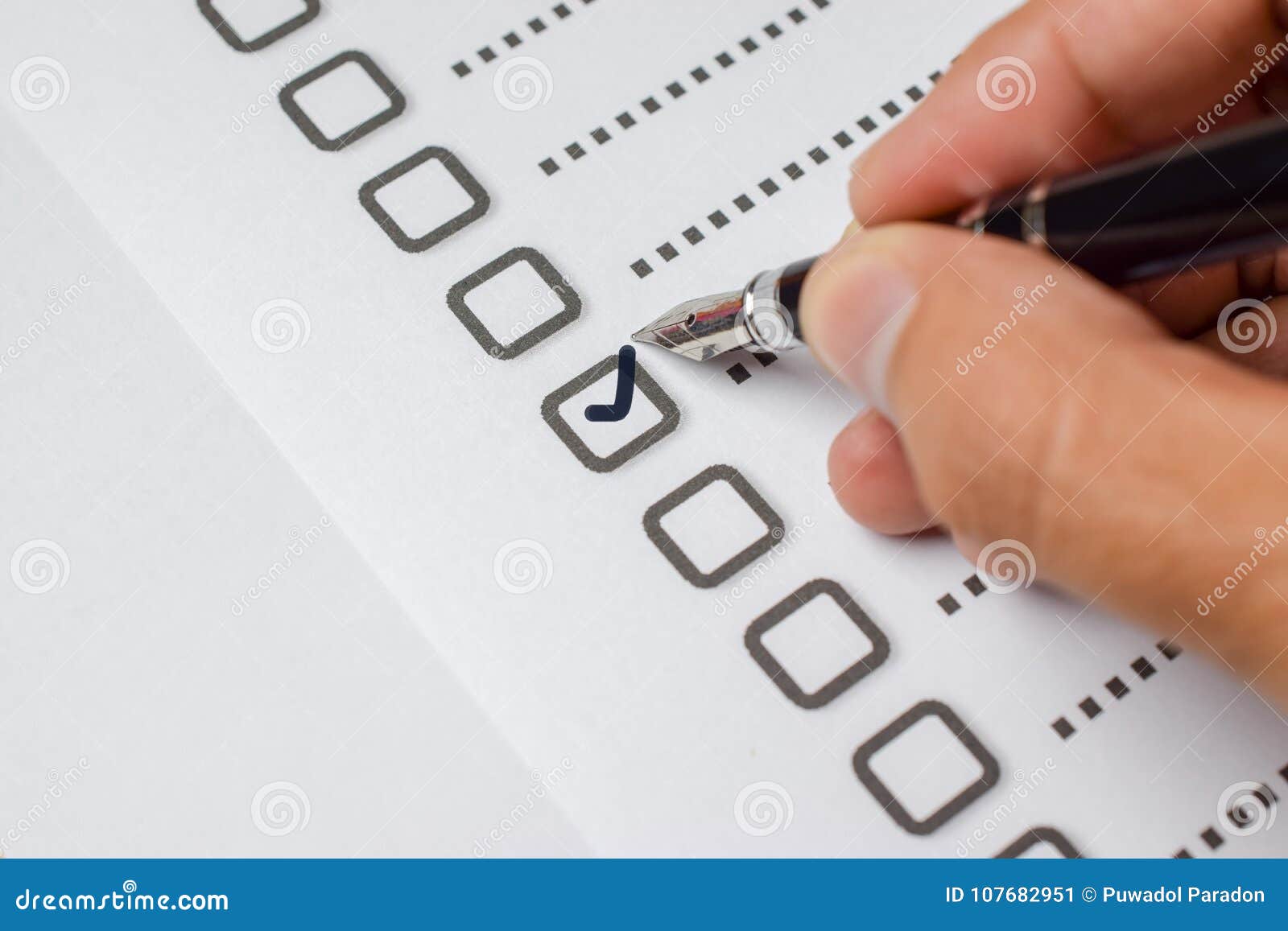Check Boxes on White a Paper Stock Image - Image of white, sign: 107682951