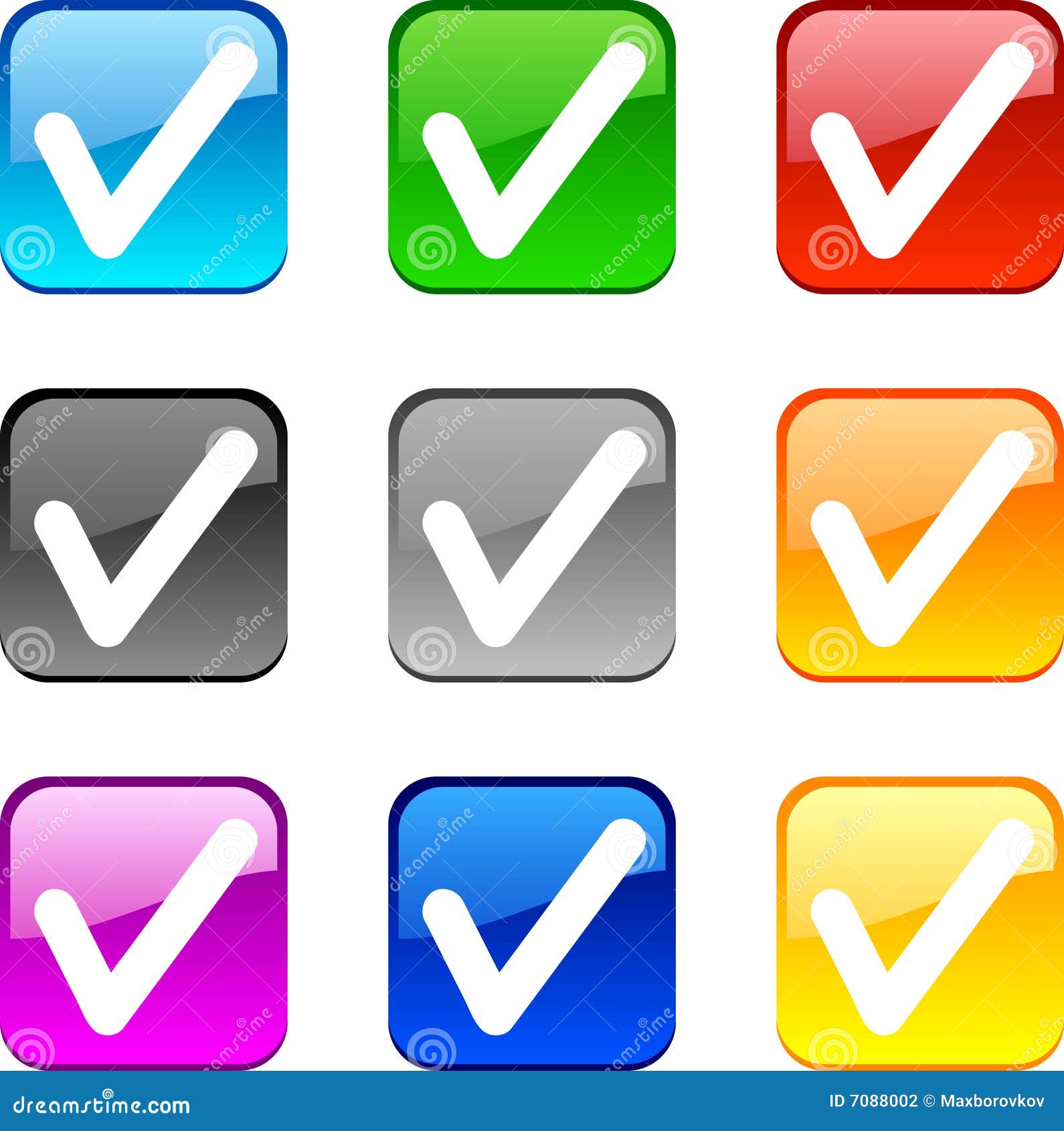 Check buttons. stock vector. Illustration of reflection - 7088002