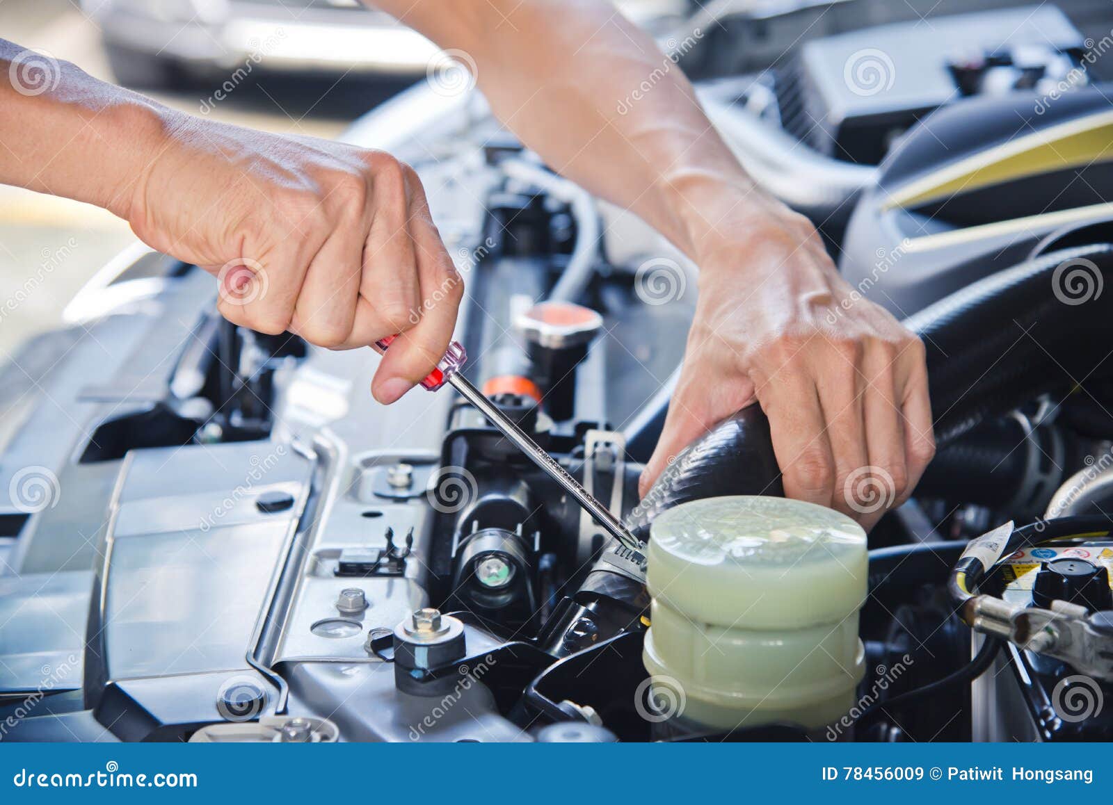 Check the car engine. stock image. Image of service, repair - 78456009