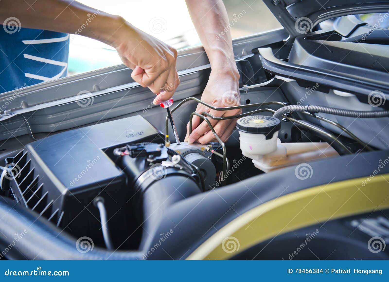 Check the car engine. stock photo. Image of coolant, automotive - 78456384