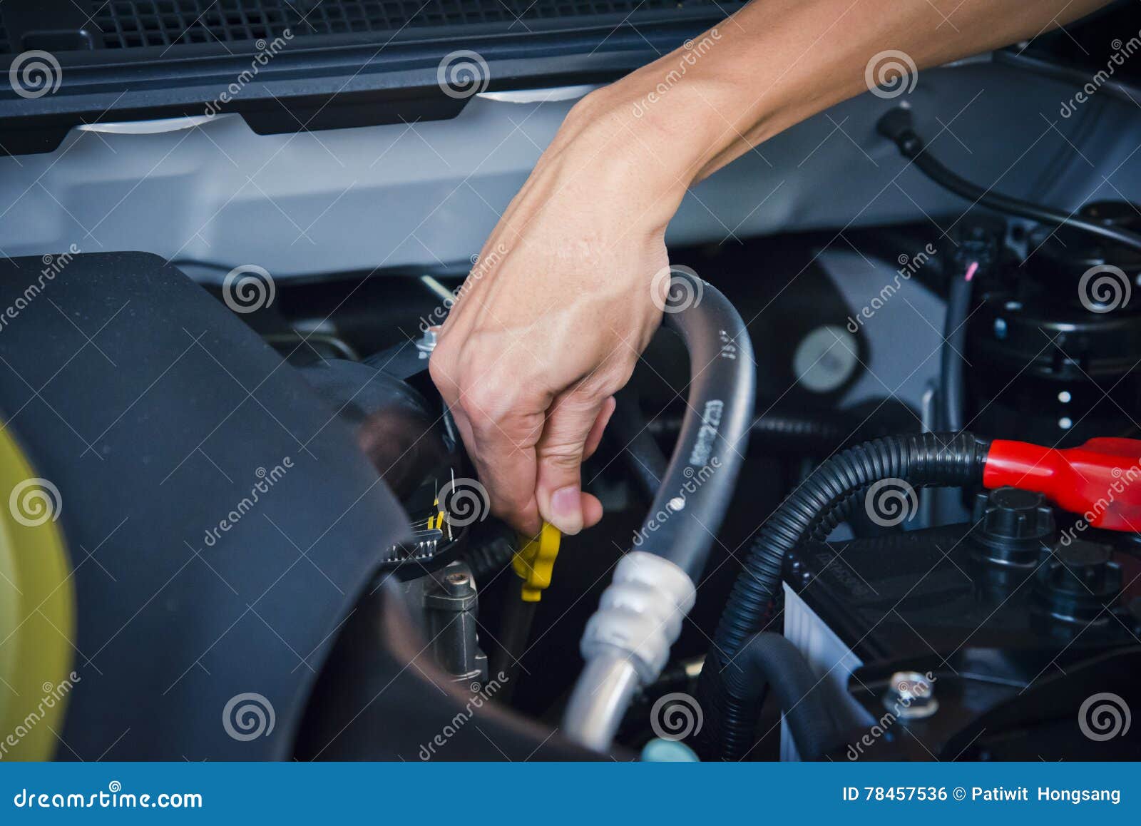 Check the car engine. stock photo. Image of male, black - 78457536