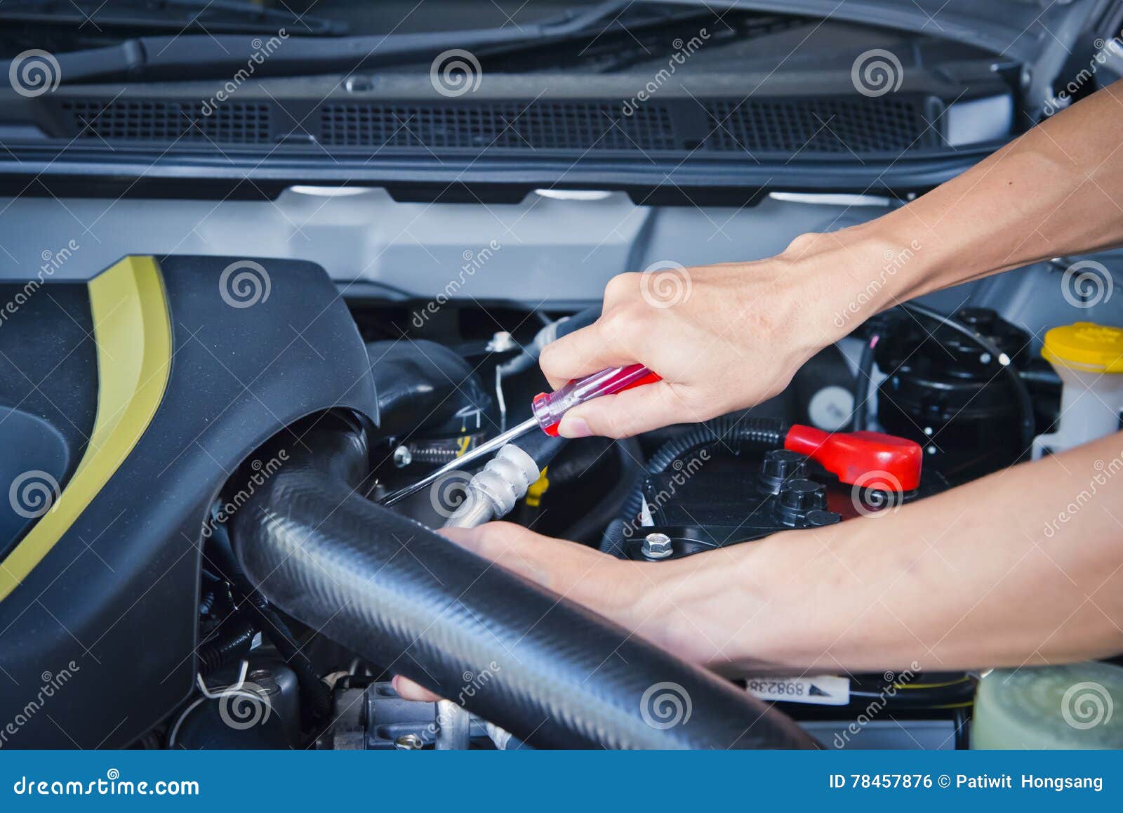 Check the car engine. stock photo. Image of interior - 78457876