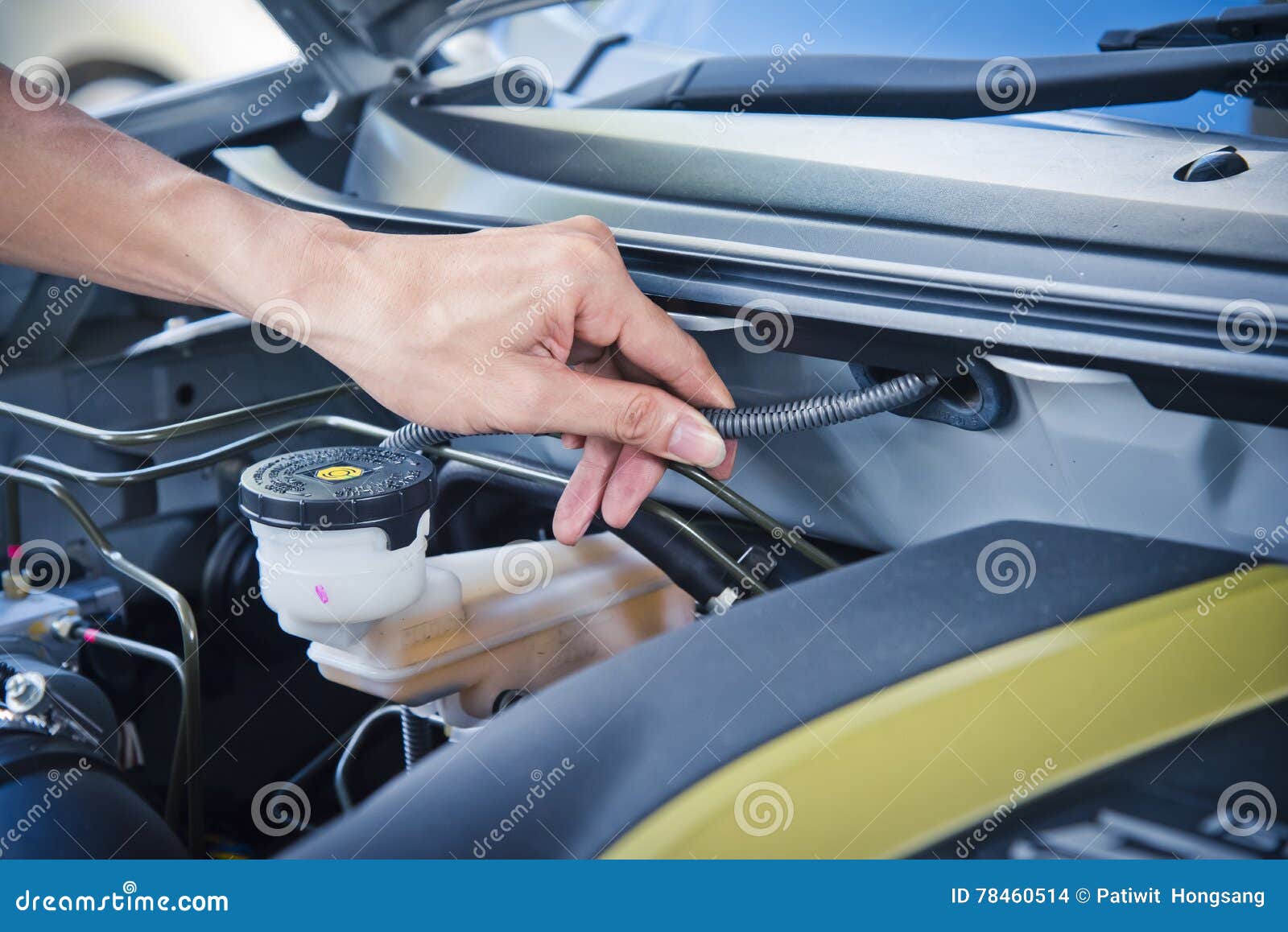 Check the car engine. stock photo. Image of self, people - 78460514