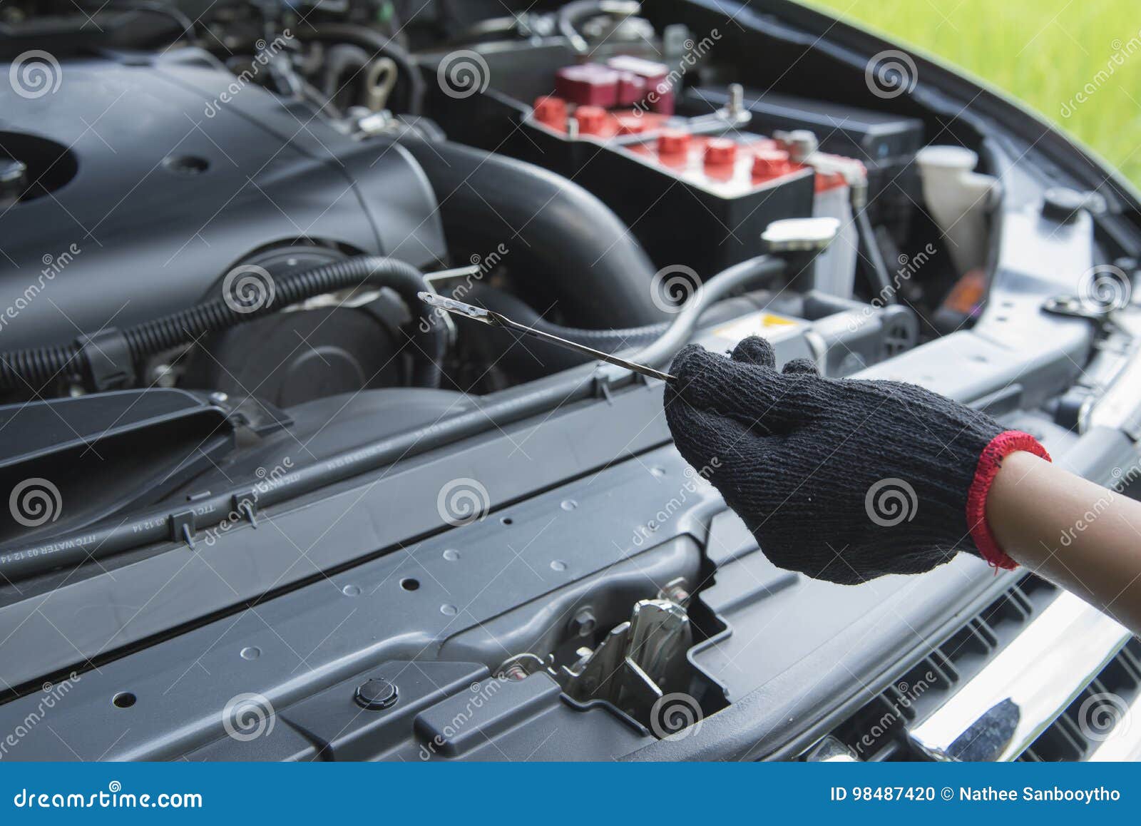 Check Car Oil-level Indicator Stock Photo - Image of indicator, vehicle ...