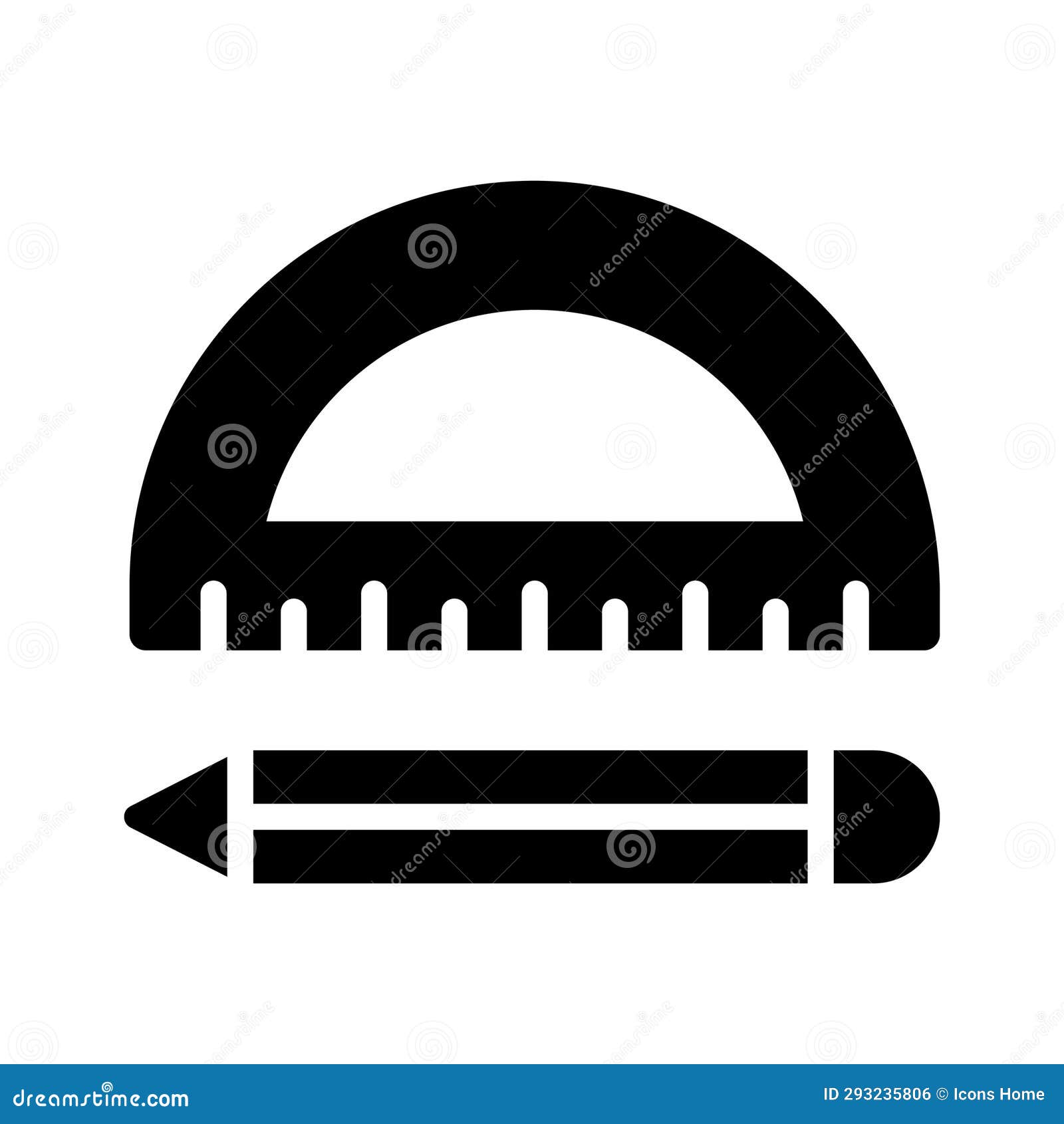 Check this Carefully Crafted Icon of Stationery, Protractor with Pencil ...