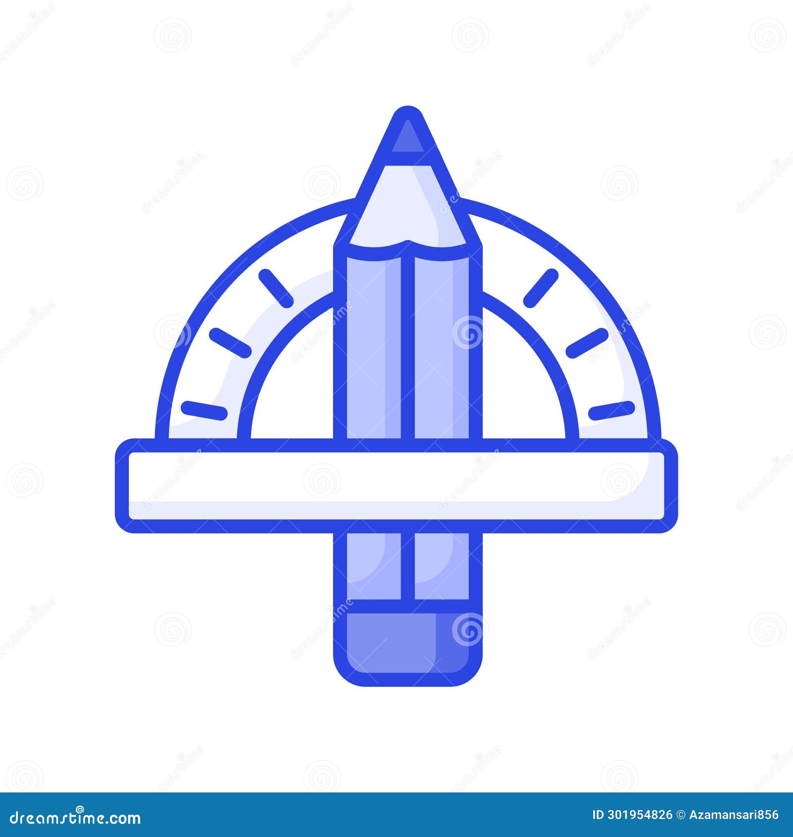 Check this Carefully Crafted Icon of Stationery, Protractor with Pencil ...
