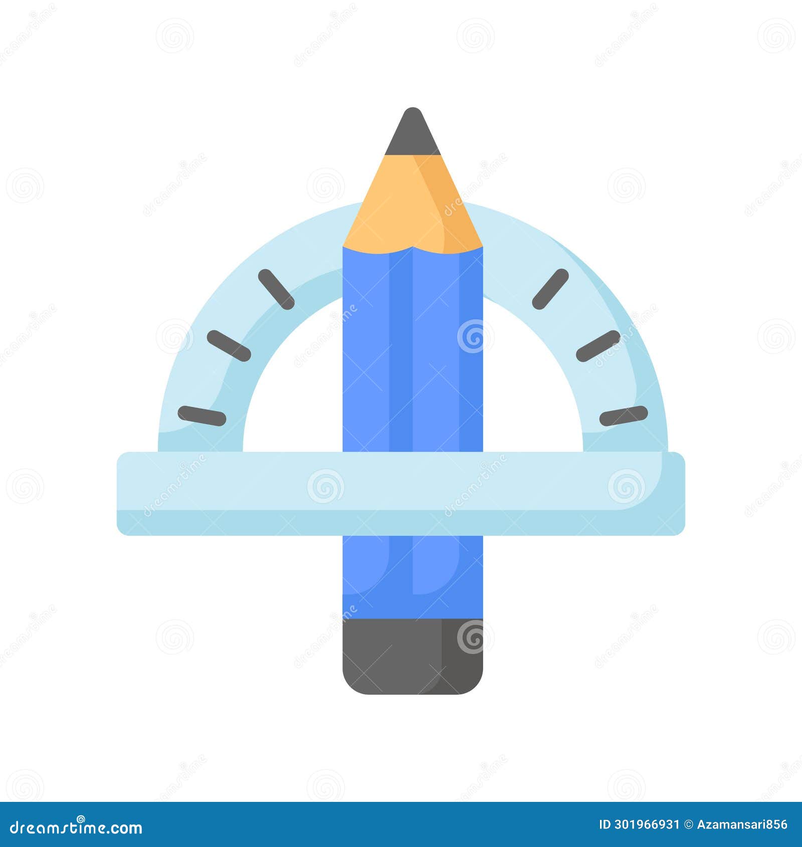 Check this Carefully Crafted Icon of Stationery, Protractor with Pencil ...