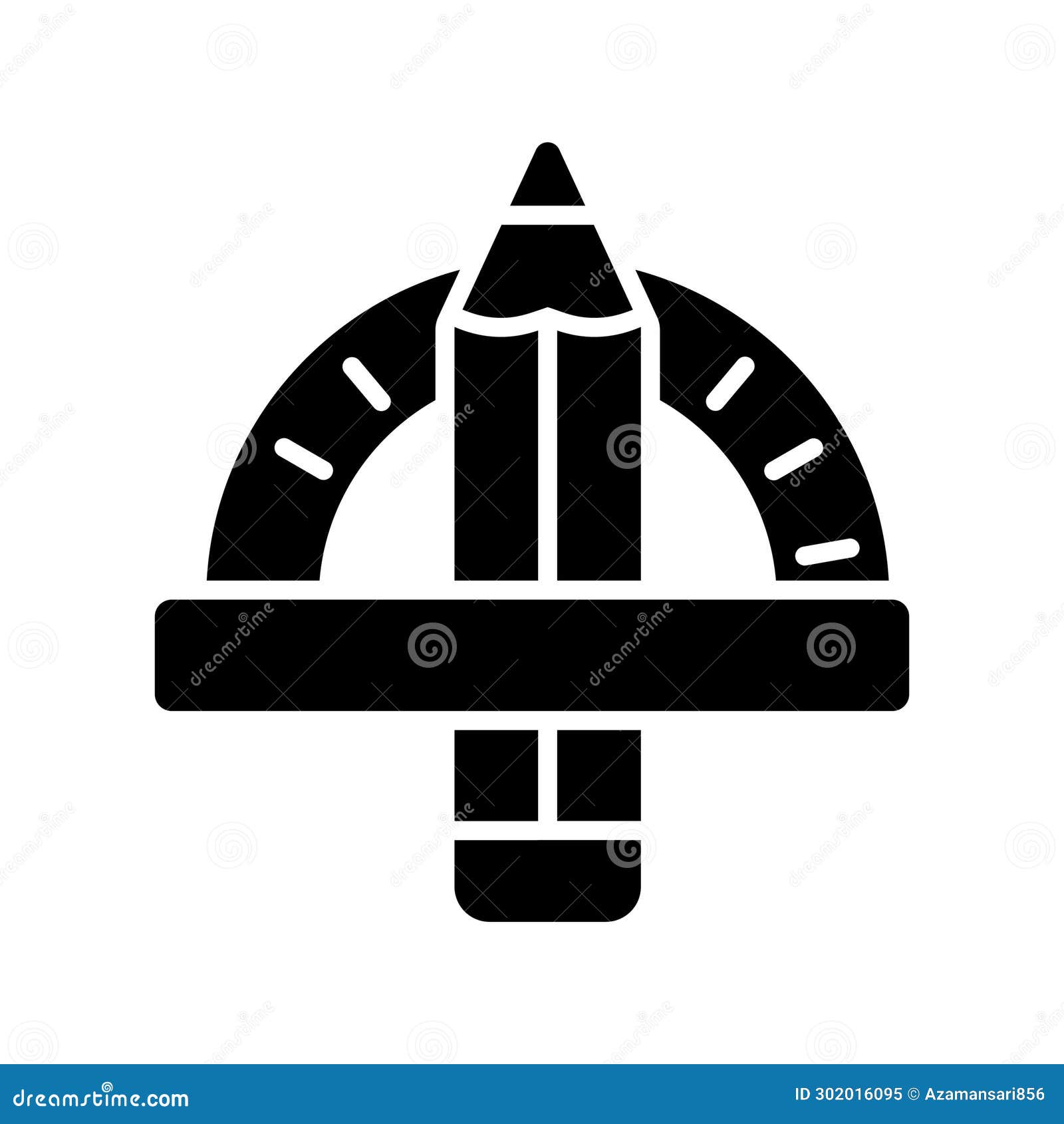 Check this Carefully Crafted Icon of Stationery, Protractor with Pencil ...