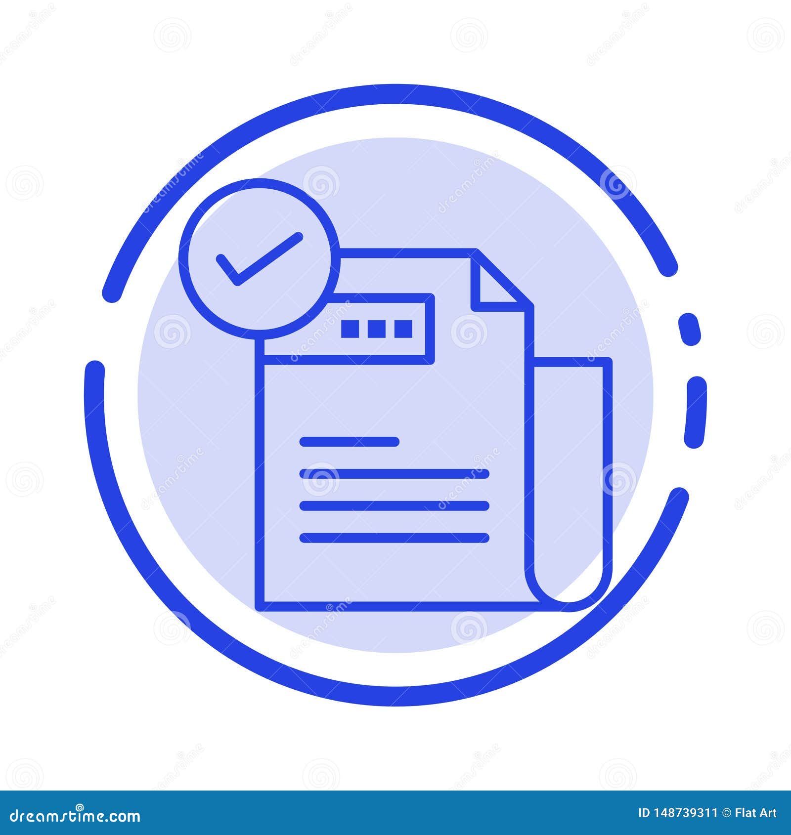 Check, Checklist, Feature, Featured, Features, Blue Dotted Line Line Icon Stock Vector ...