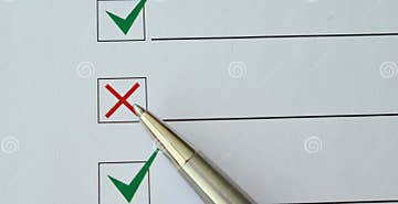 Check Checklist of Red and Green Marks with a Pen Stock Photo - Image ...