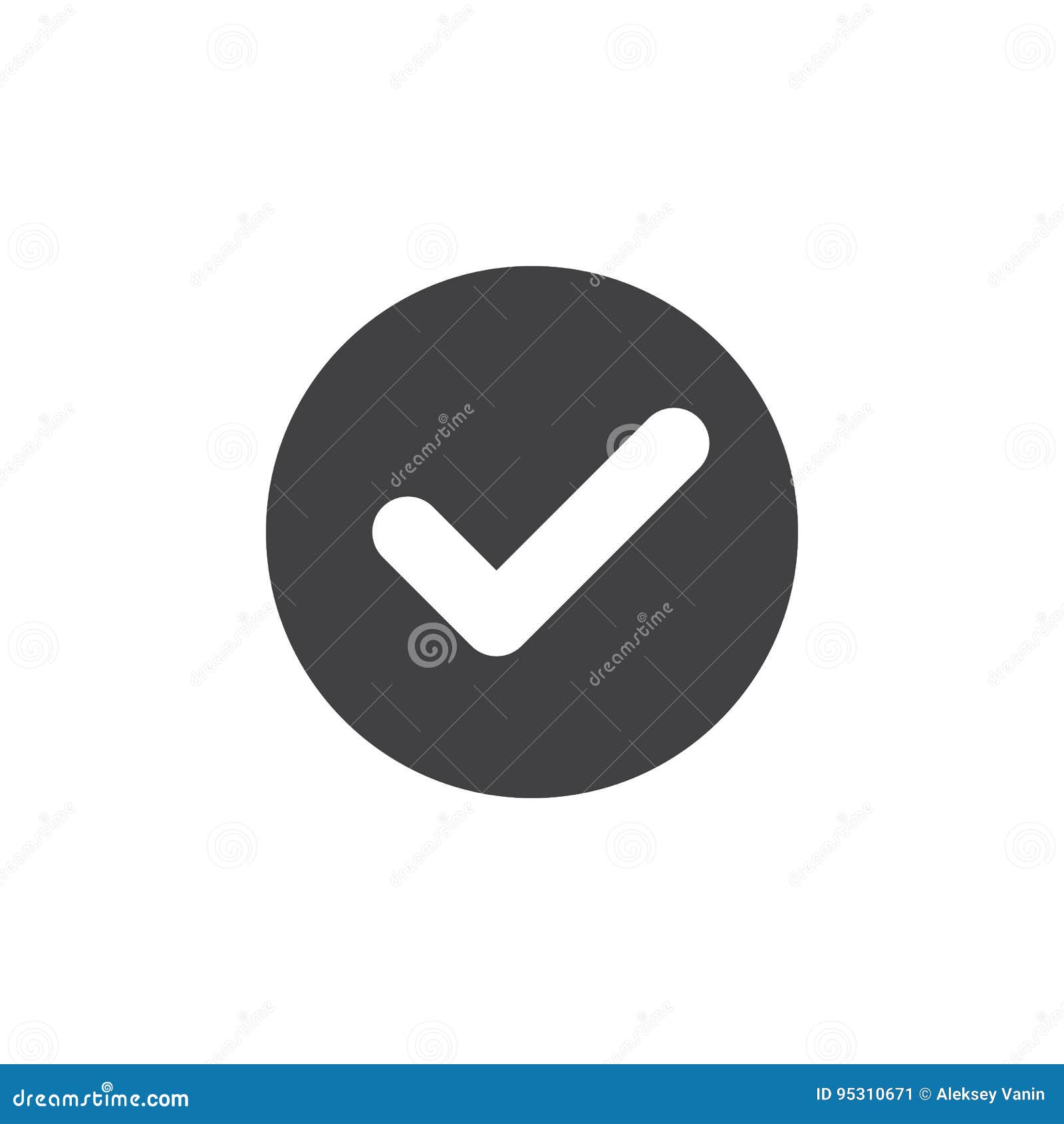 Check, Checkmark Flat Icon. Round Simple Button, Circular Vector Sign ...