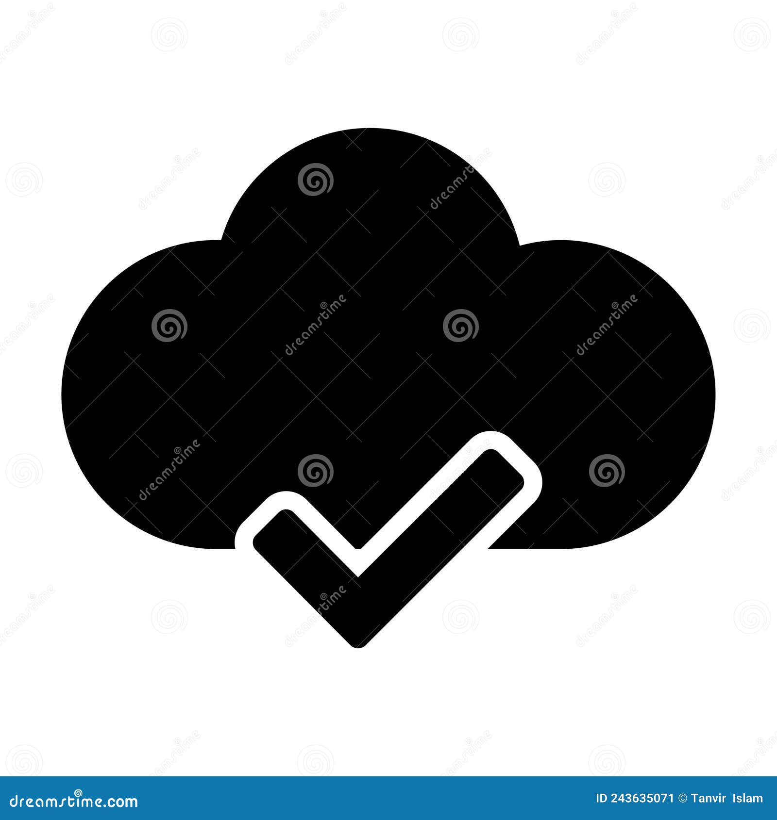 Check Cloud Icon stock vector. Illustration of blue - 243635071