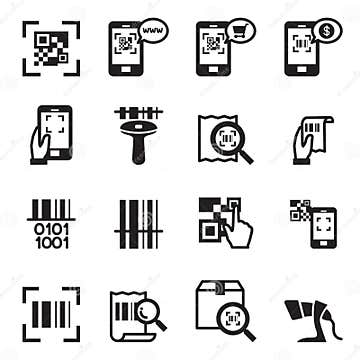 Check Code , Barcode, QR Code Reader Icons Set Stock Vector ...