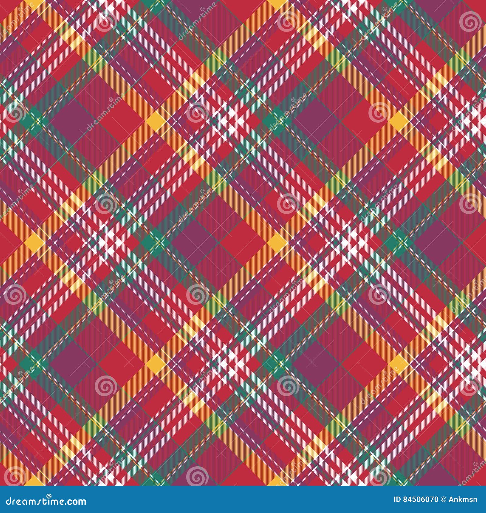 Madras Colored Plaid Diagonal Fabric Texture Seamless Pattern Vector ...