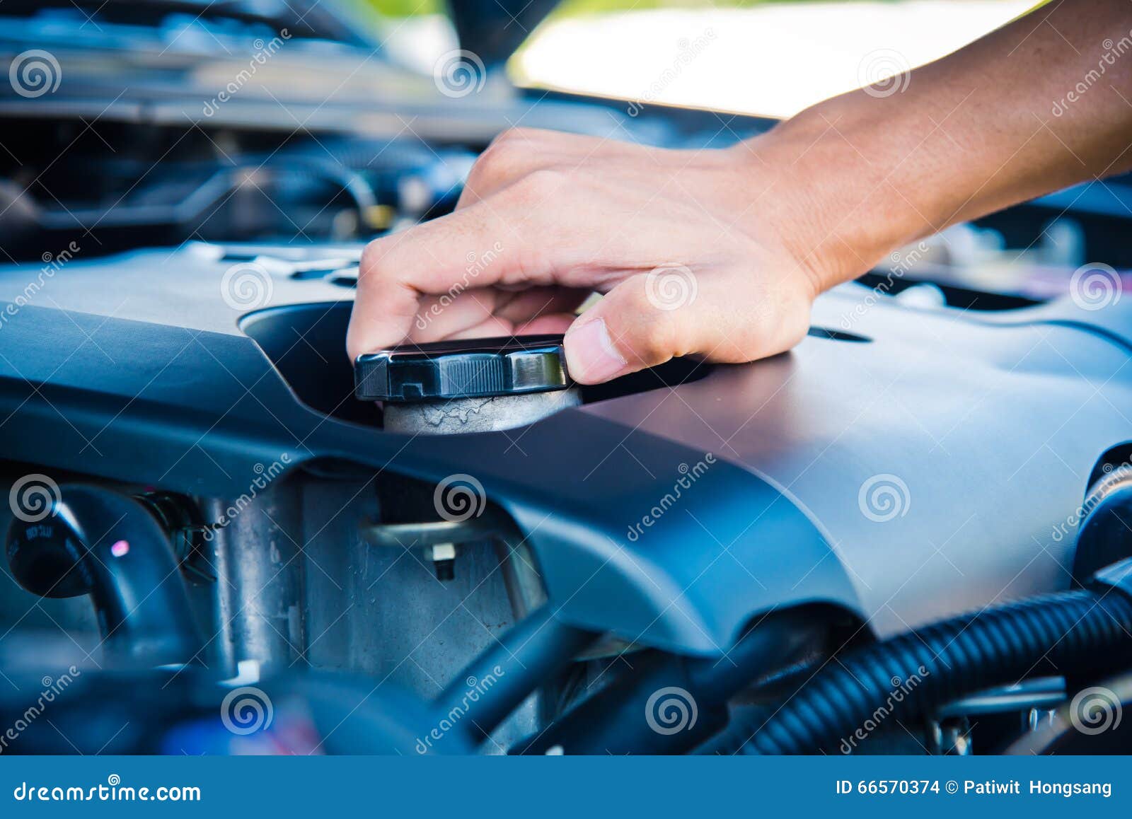 Check the Condition of the Car Engine. Stock Photo - Image of service ...