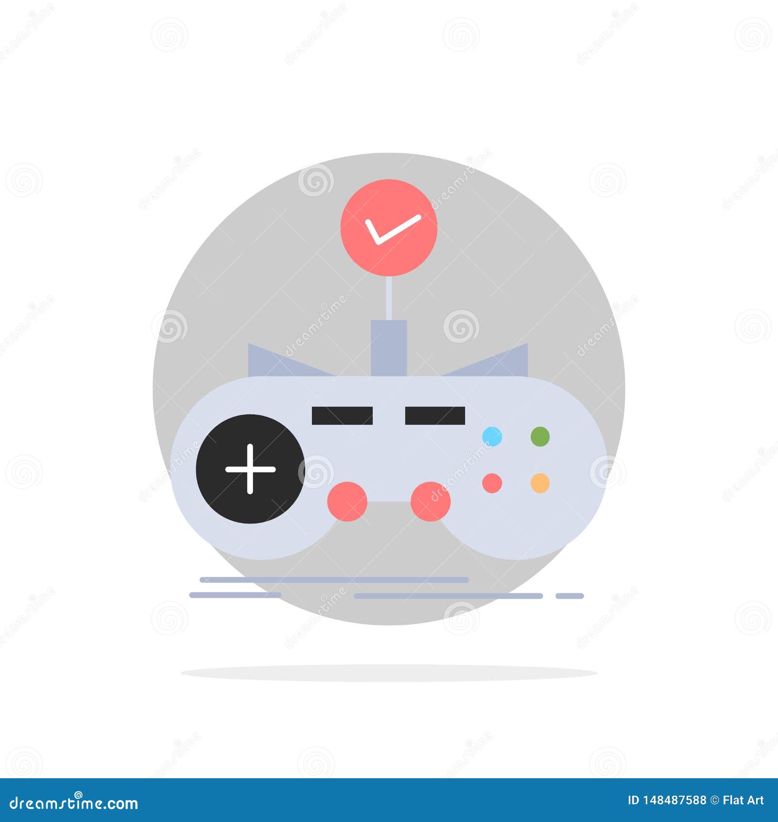 Check, Controller, Game, Gamepad, Gaming Flat Color Icon Vector Stock ...