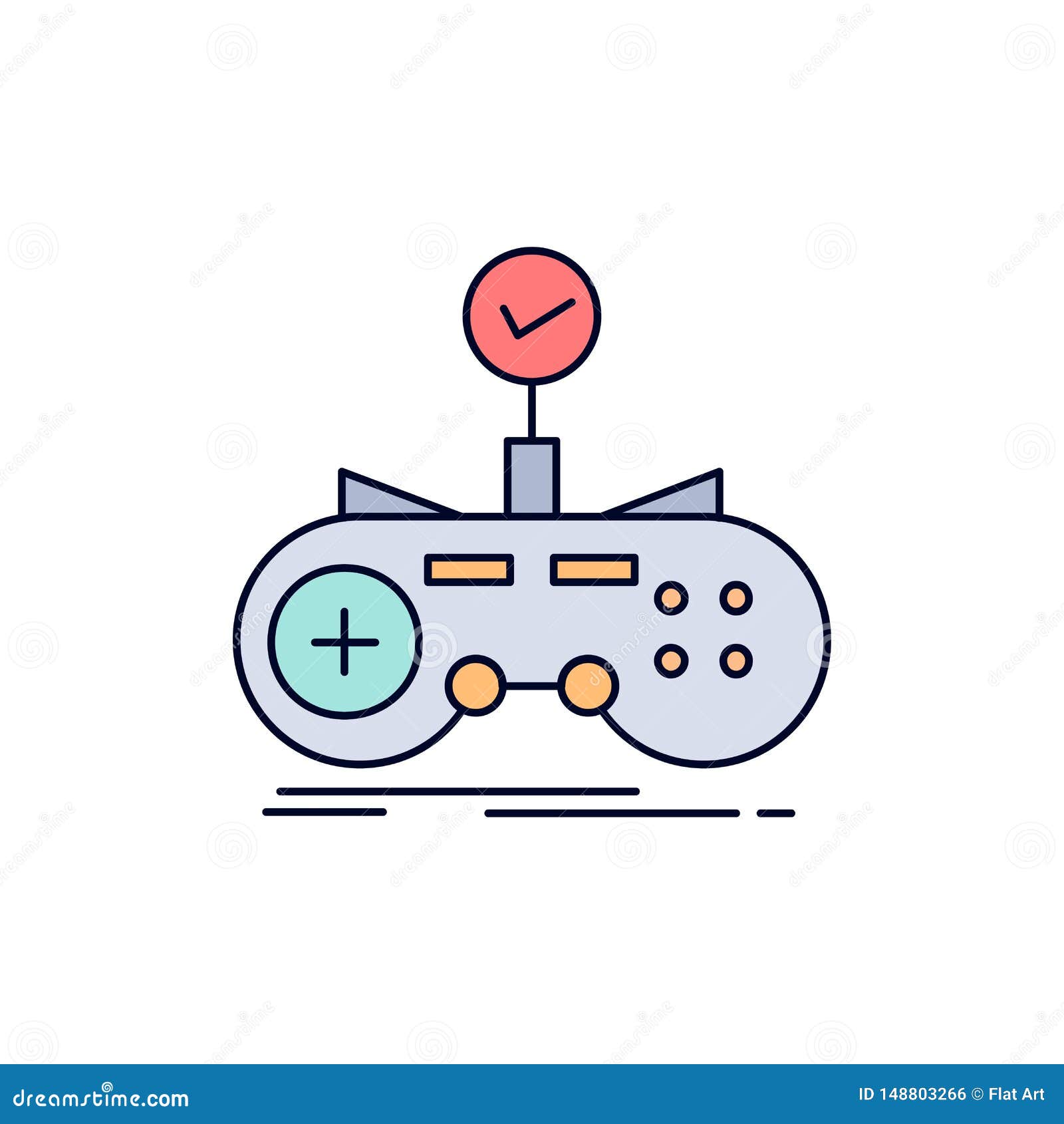 Check, Controller, Game, Gamepad, Gaming Flat Color Icon Vector Stock ...