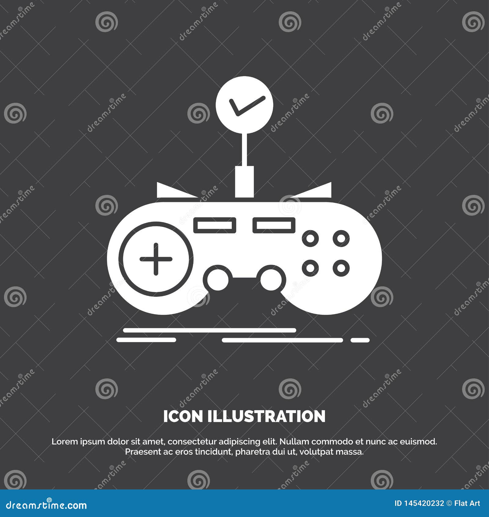 Check, Controller, Game, Gamepad, Gaming Icon. Glyph Vector Symbol for ...