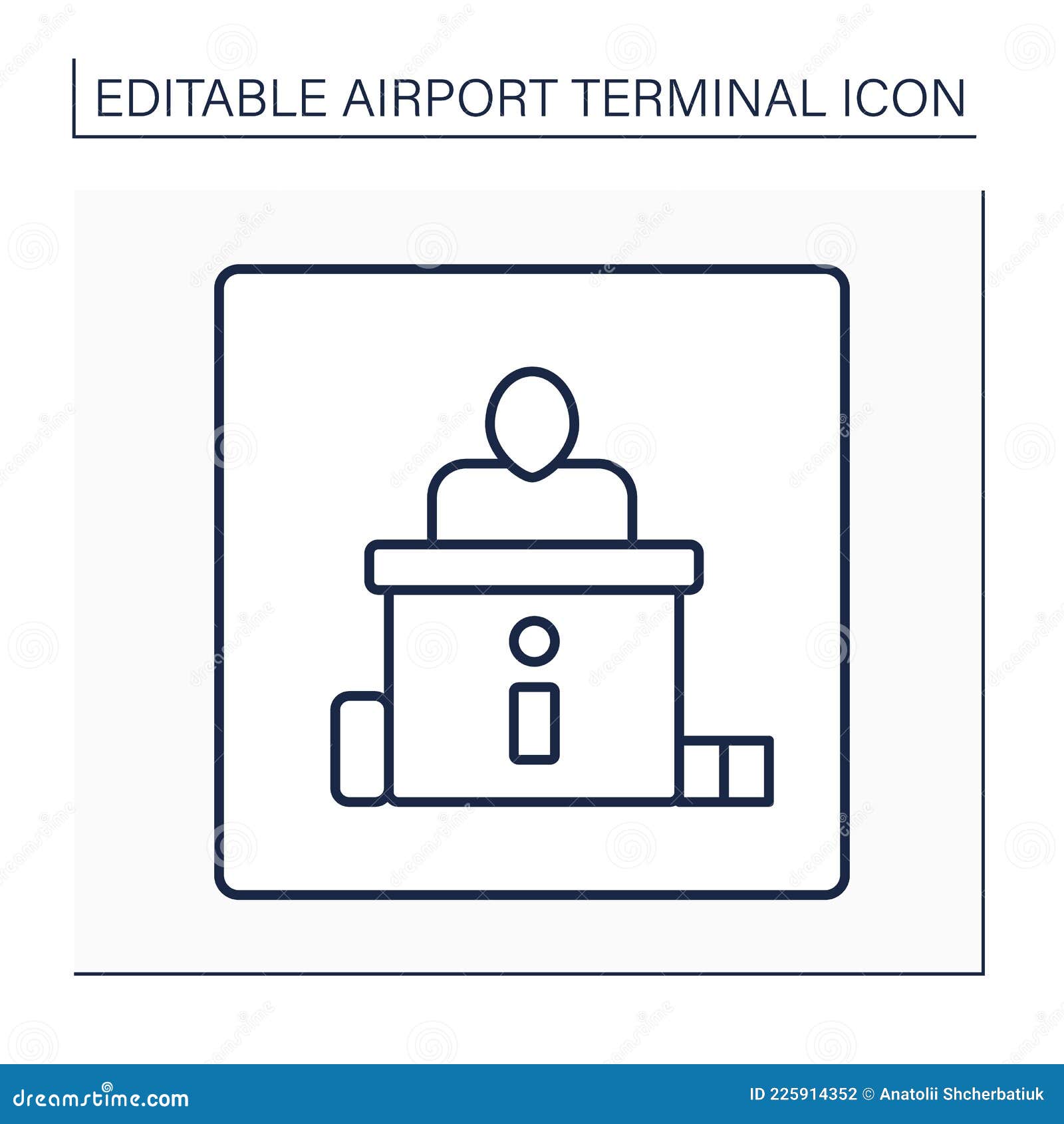 Check in counter line icon stock vector. Illustration of waiting ...