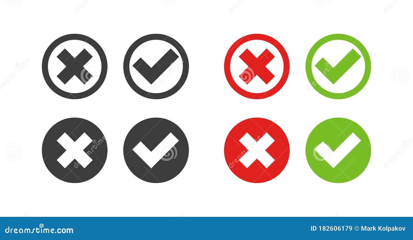 Check and Cross Mark Set Icon. Isolated Vector Sign Stock Vector ...