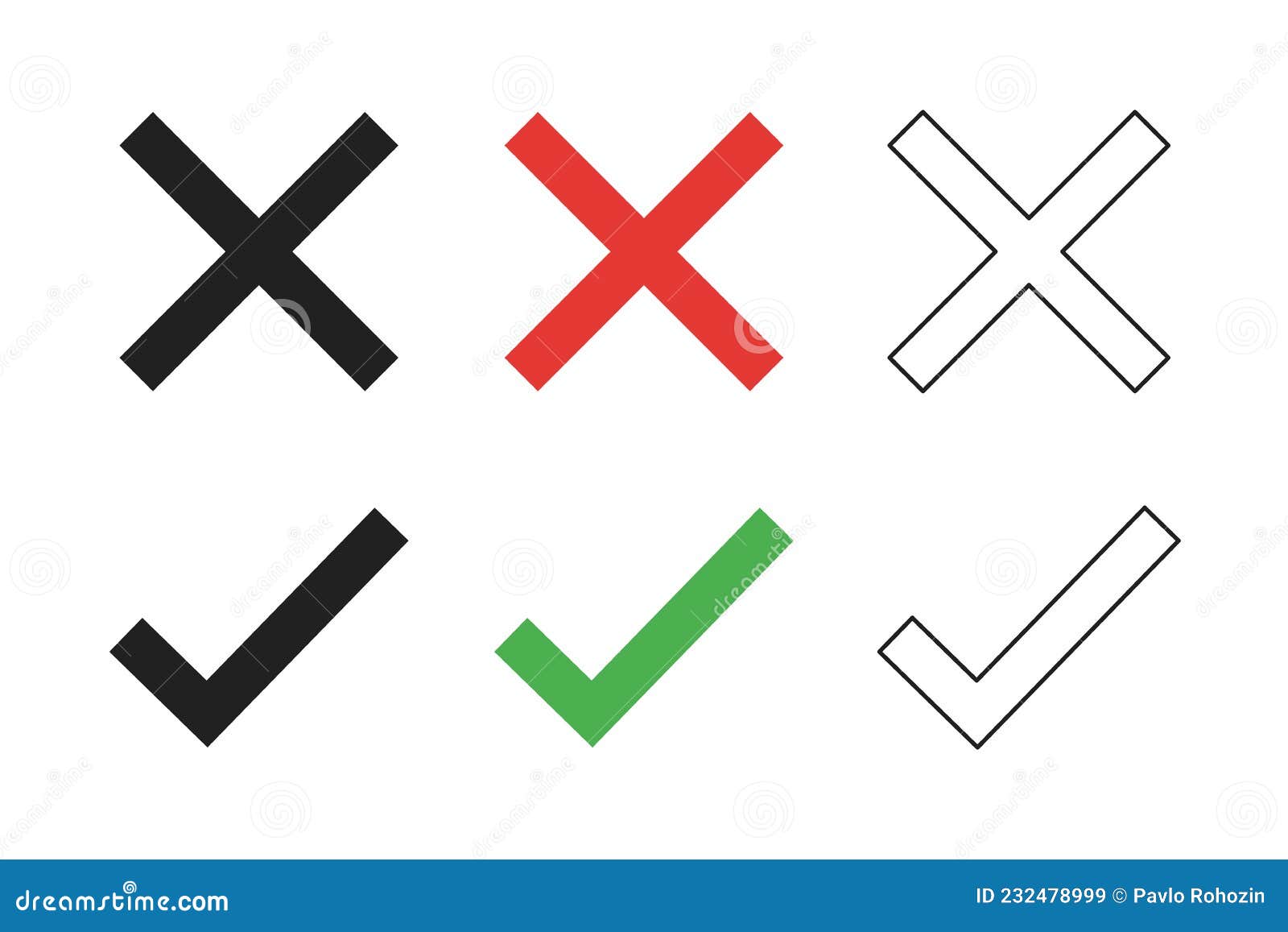 Check Cross Mark Vector Icon for Your Design. Tick Isolated Concept in ...