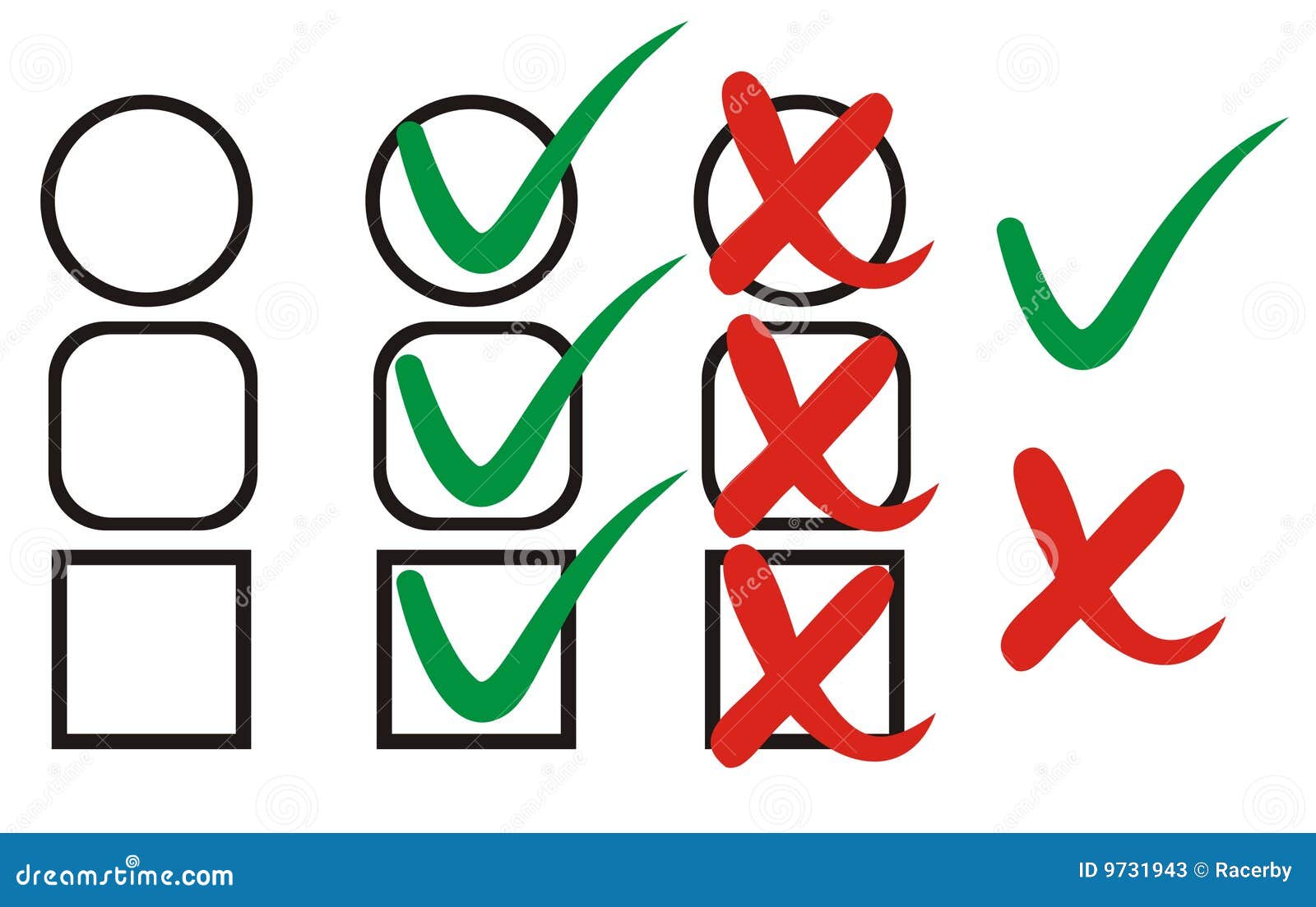 Check and cross marks stock illustration. Illustration of mark - 9731943