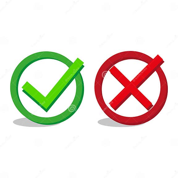 Check and Cross Marks Vector Icons. Correct and Incorrect Symbols ...