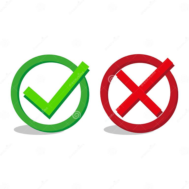 Check and Cross Marks Vector Icons. Correct and Incorrect Symbols ...