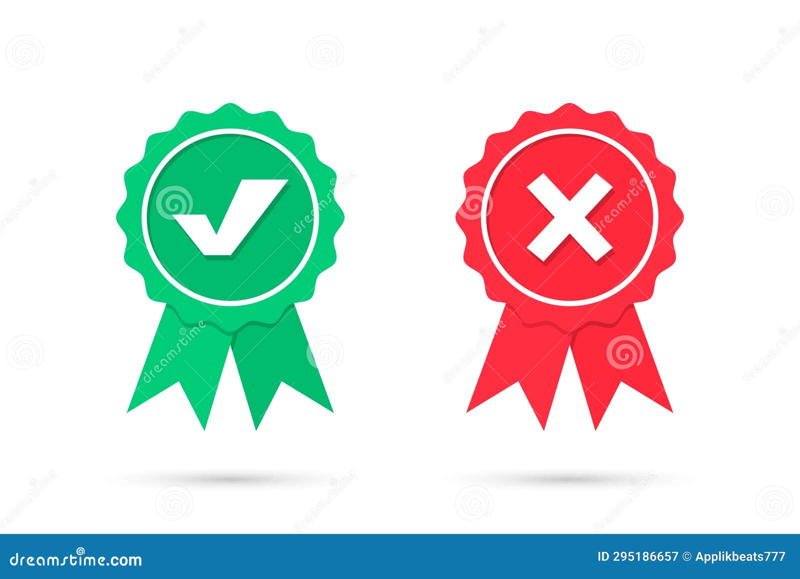 Check and Cross Medal in a Flat Design. Verification, Approved Medal ...