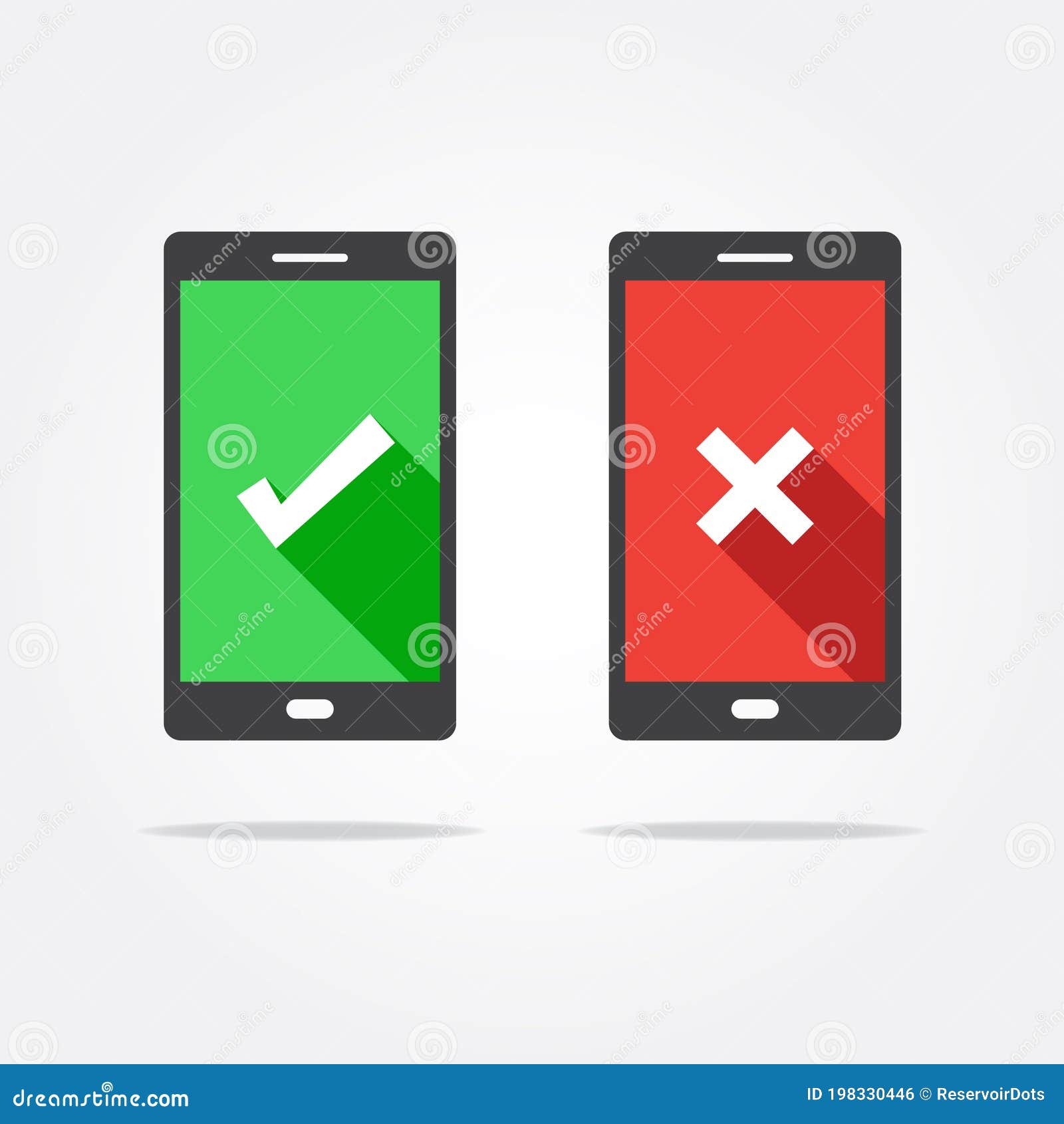 Check & Cross Phone Icons Stock Vector - Illustration of flat ...