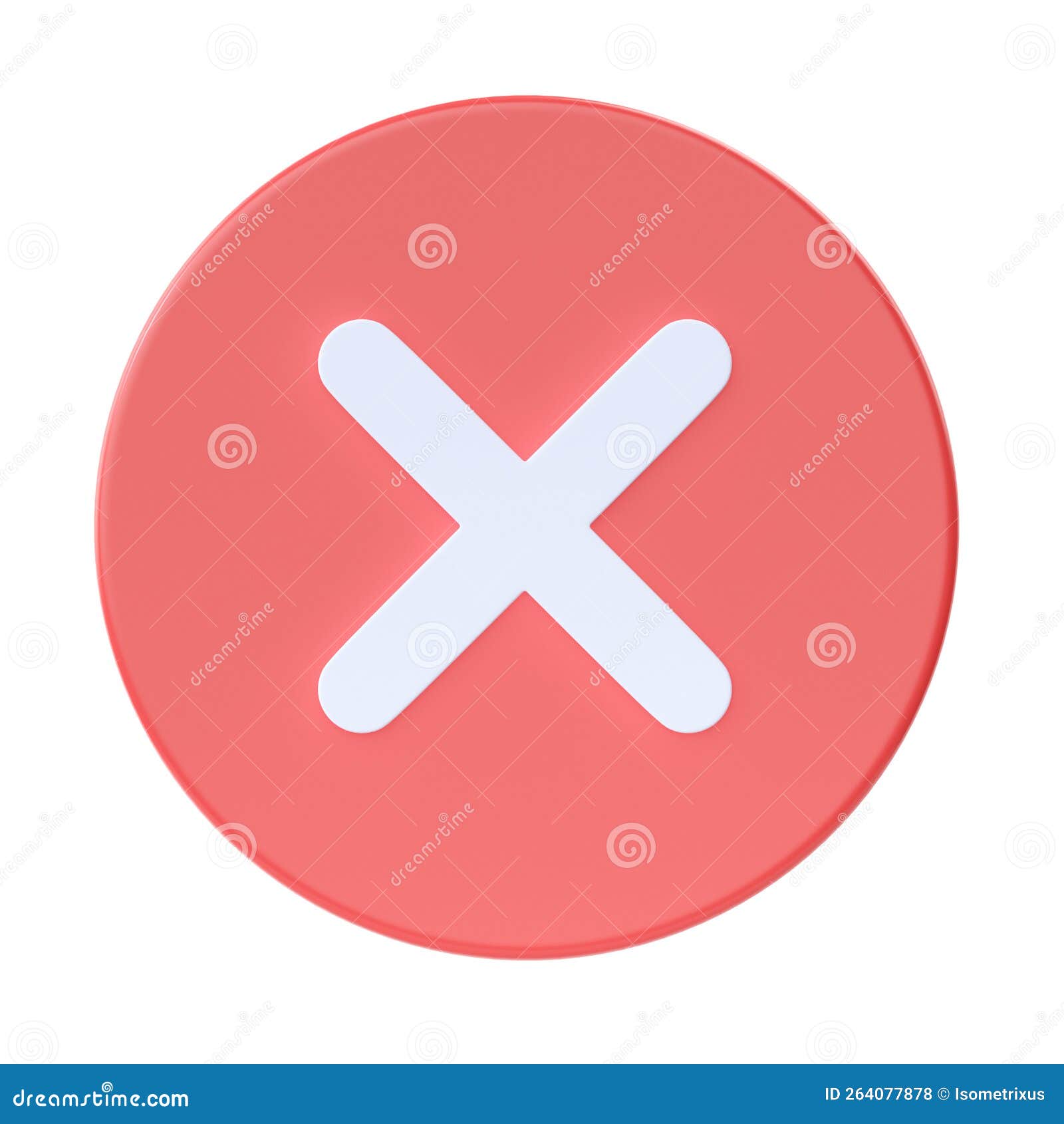 Check 3d Render Icon - Checklist Symbol, Fail Button And Wrong Red Illustration. Negative ...