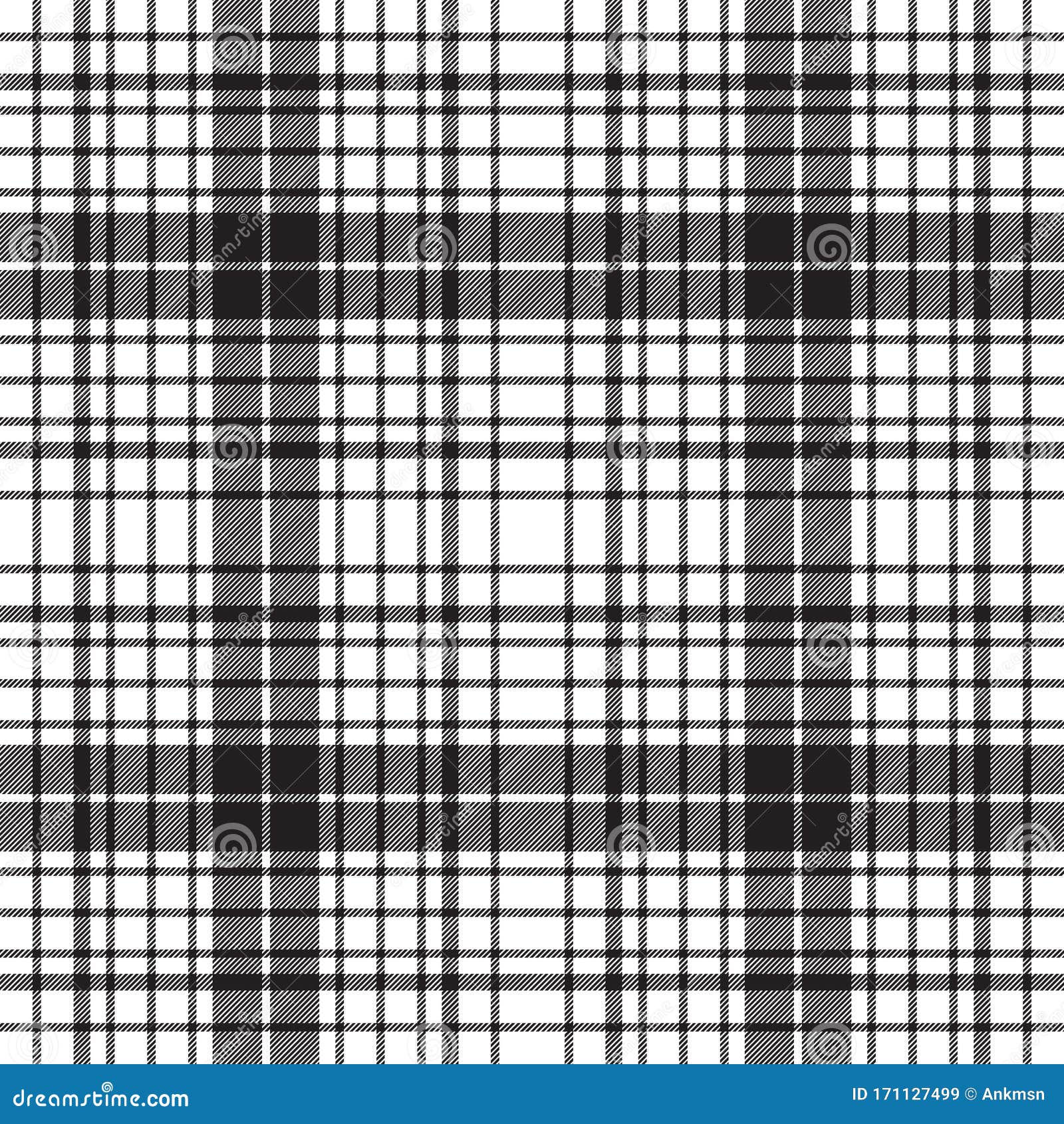 Check Diagonal Texture Plaid Black White Seamless Pattern Stock Vector ...