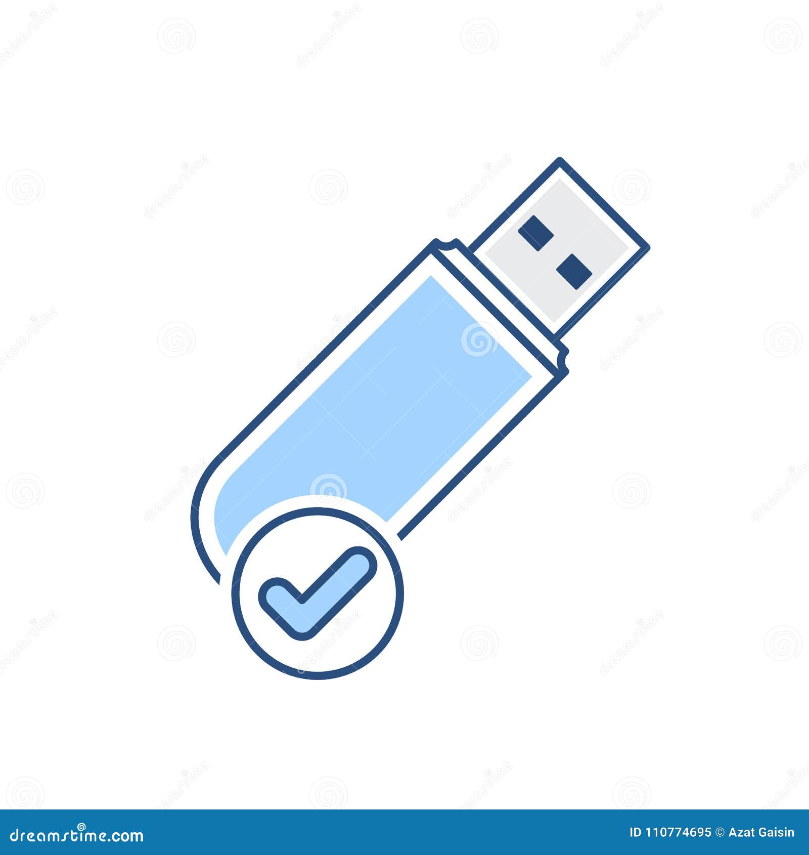 Check Disk Drive Flash Storage Usb Icon Stock Vector - Illustration of ...