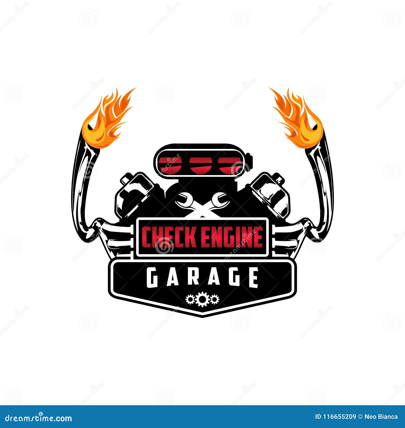 Check Engine Garage Illustration Vector Stock Vector - Illustration of ...