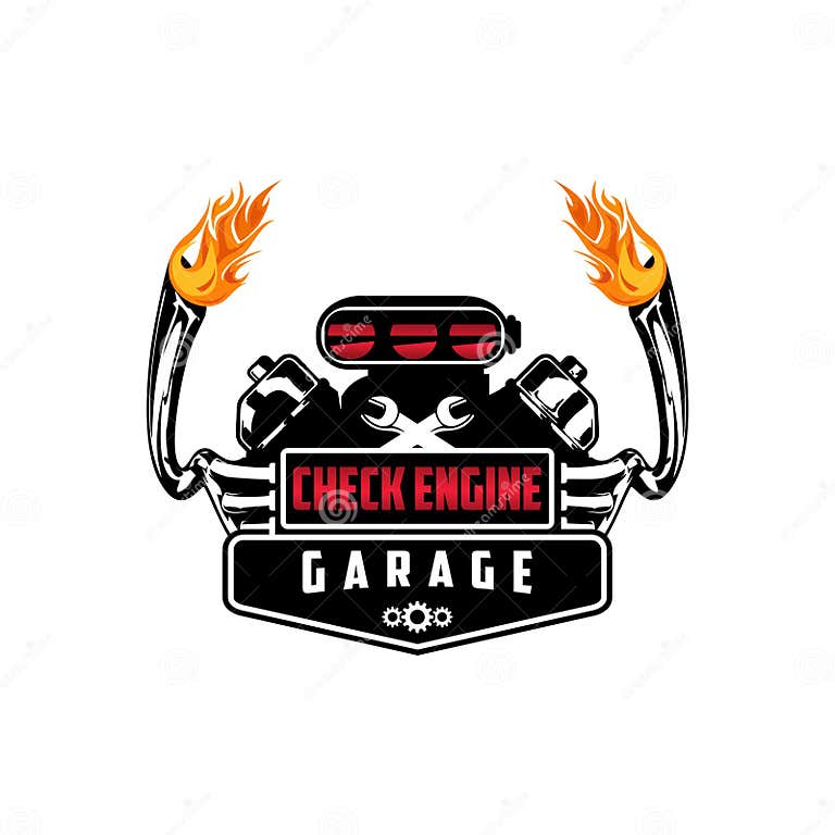 Check Engine Garage Illustration Vector Stock Vector - Illustration of ...