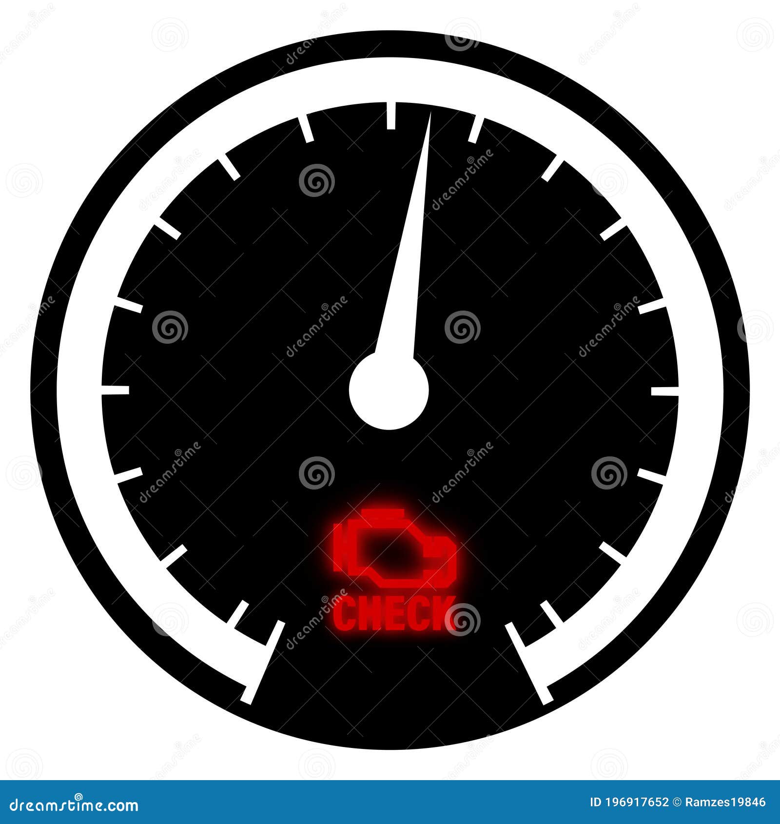 Check Engine Glowing Icon On Car Speedometer. Malfunction, Engine ...