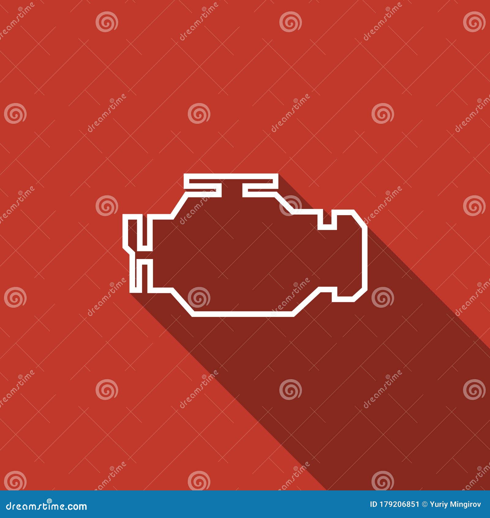 Check Engine Icon Isolated with Long Shadow Stock Vector - Illustration ...