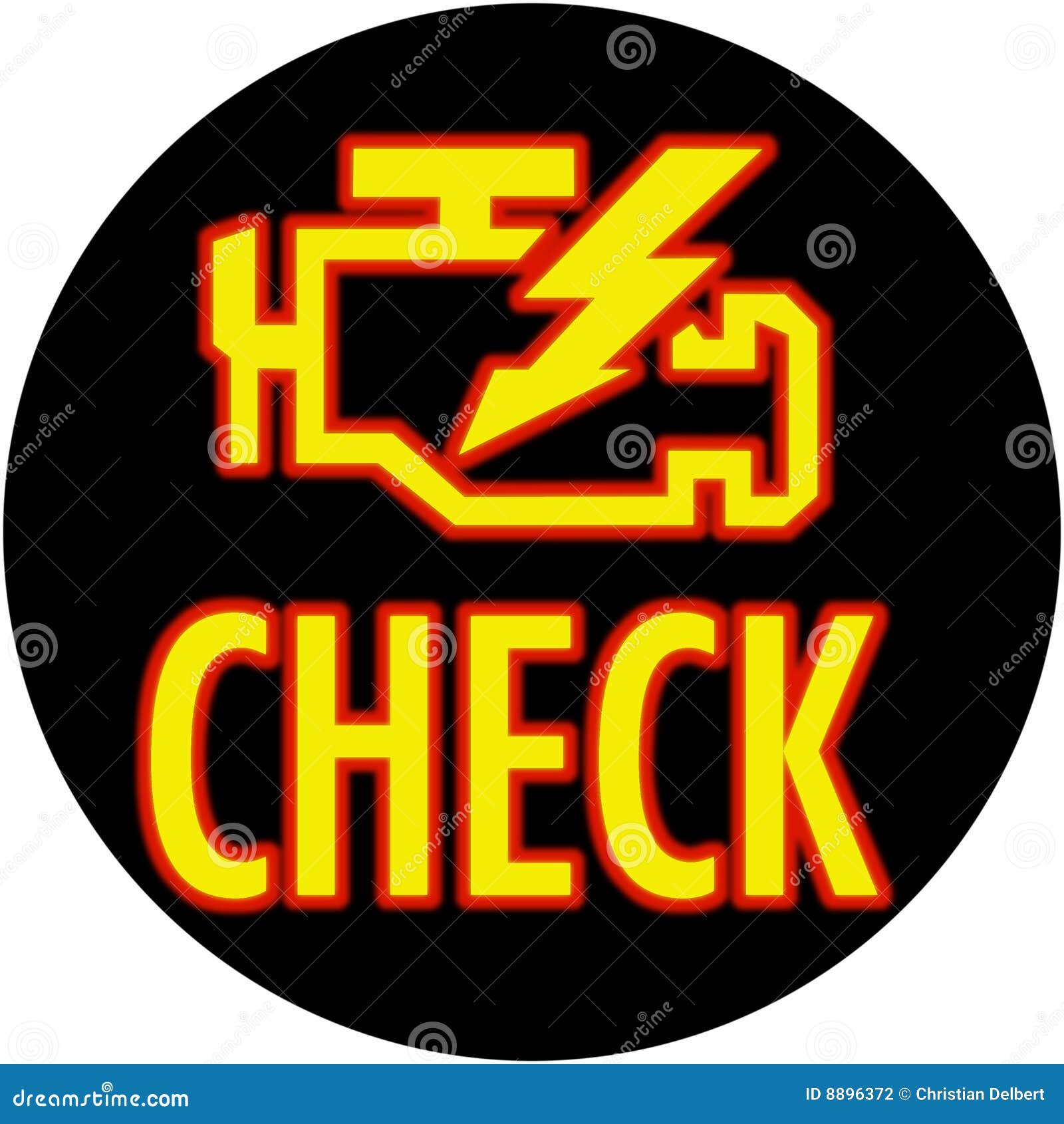 Check Engine Light in Circle Stock Illustration - Illustration of ...