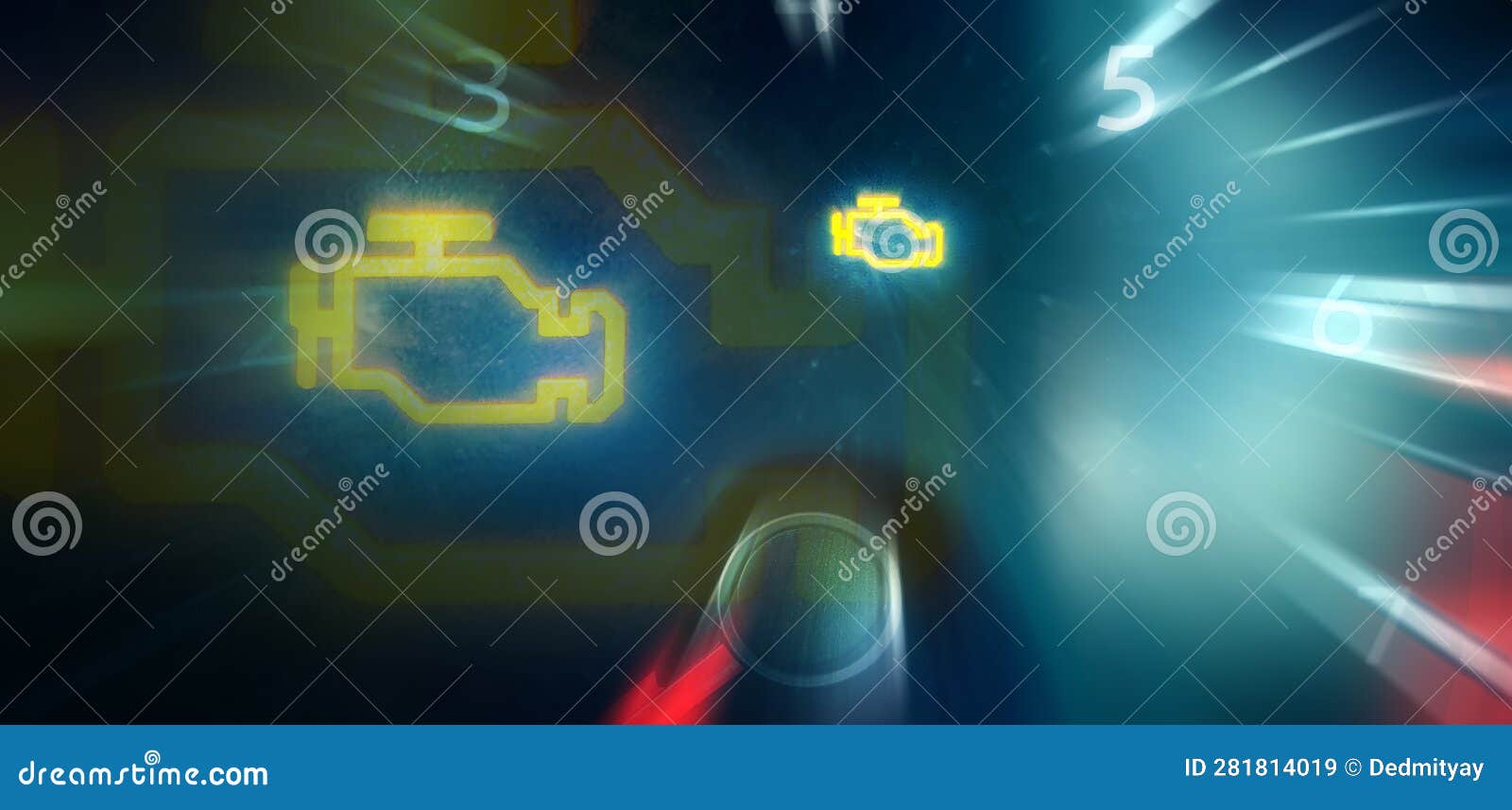 Check Engine Symbol on Car Dashboard. Problem with Auto Motor, Service ...