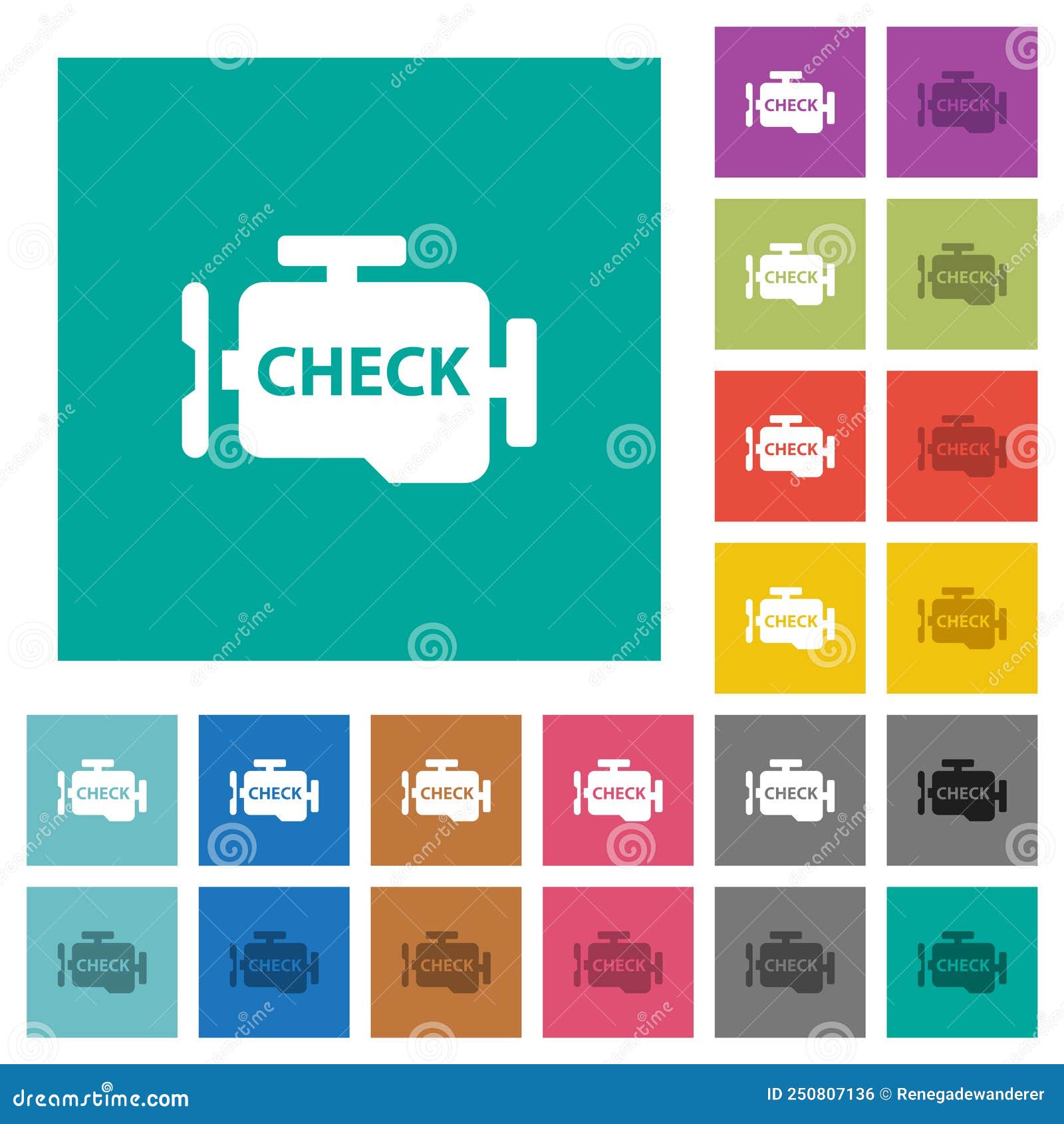 Check Engine Symbol Square Flat Multi Colored Icons Stock Vector ...
