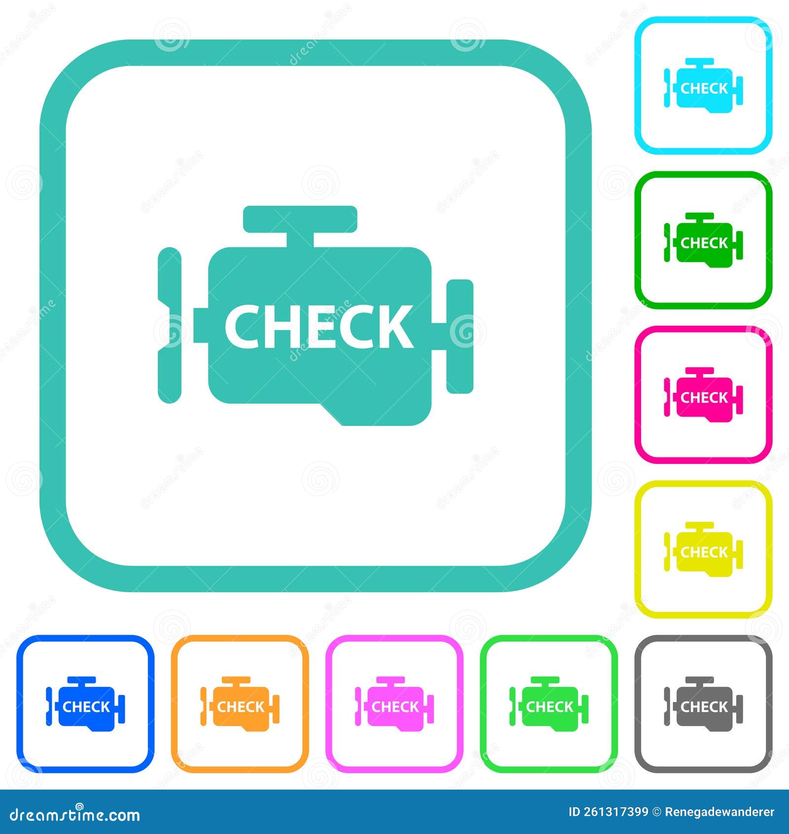 Check Engine Symbol Vivid Colored Flat Icons Stock Vector ...