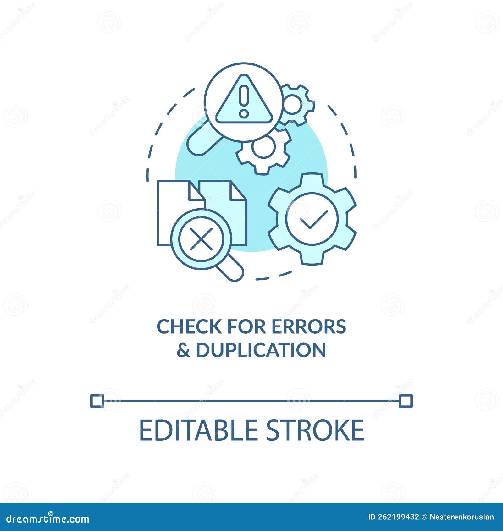 Check for Errors and Duplication Turquoise Concept Icon Stock Vector ...