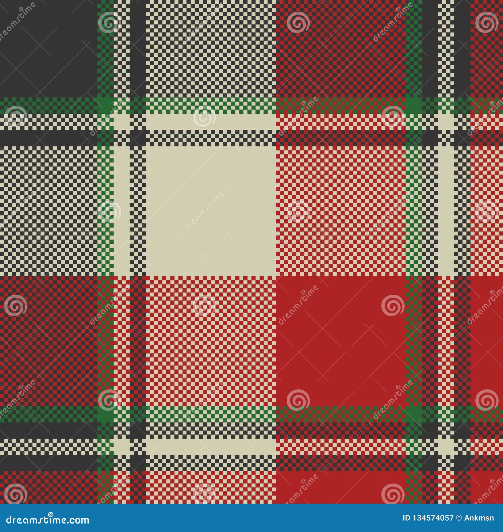 Check Fabric Texture Pixel Seamless Pattern Stock Vector - Illustration ...