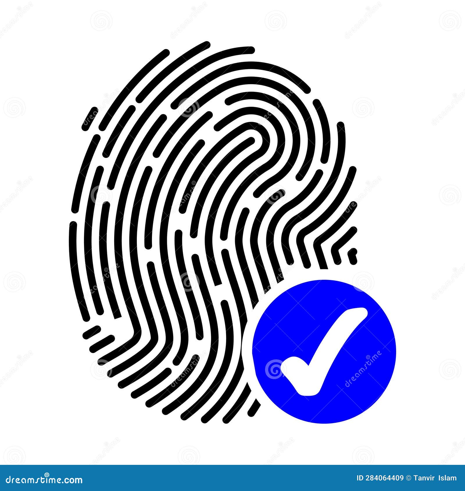 Check Fingerprint Icon stock vector. Illustration of vector - 284064409