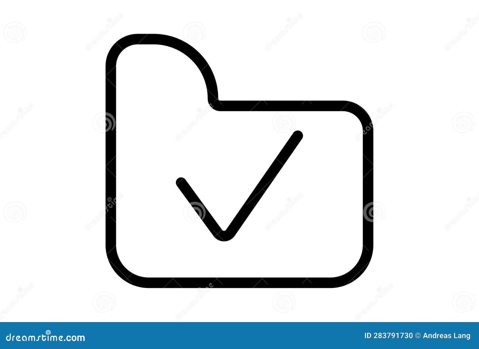 Check Folder Line Icon Black Tick Web Symbol Minimalist App Sign Stock ...