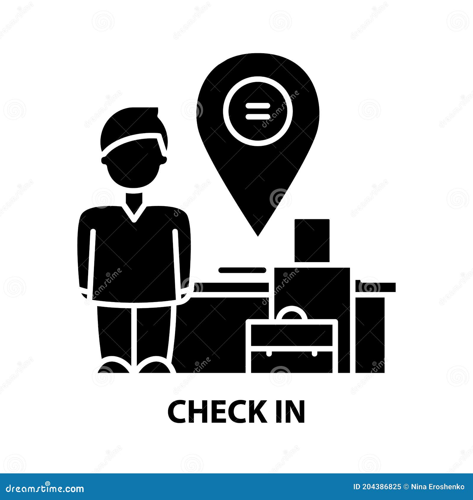 Check in Icon, Black Vector Sign with Editable Strokes, Concept ...