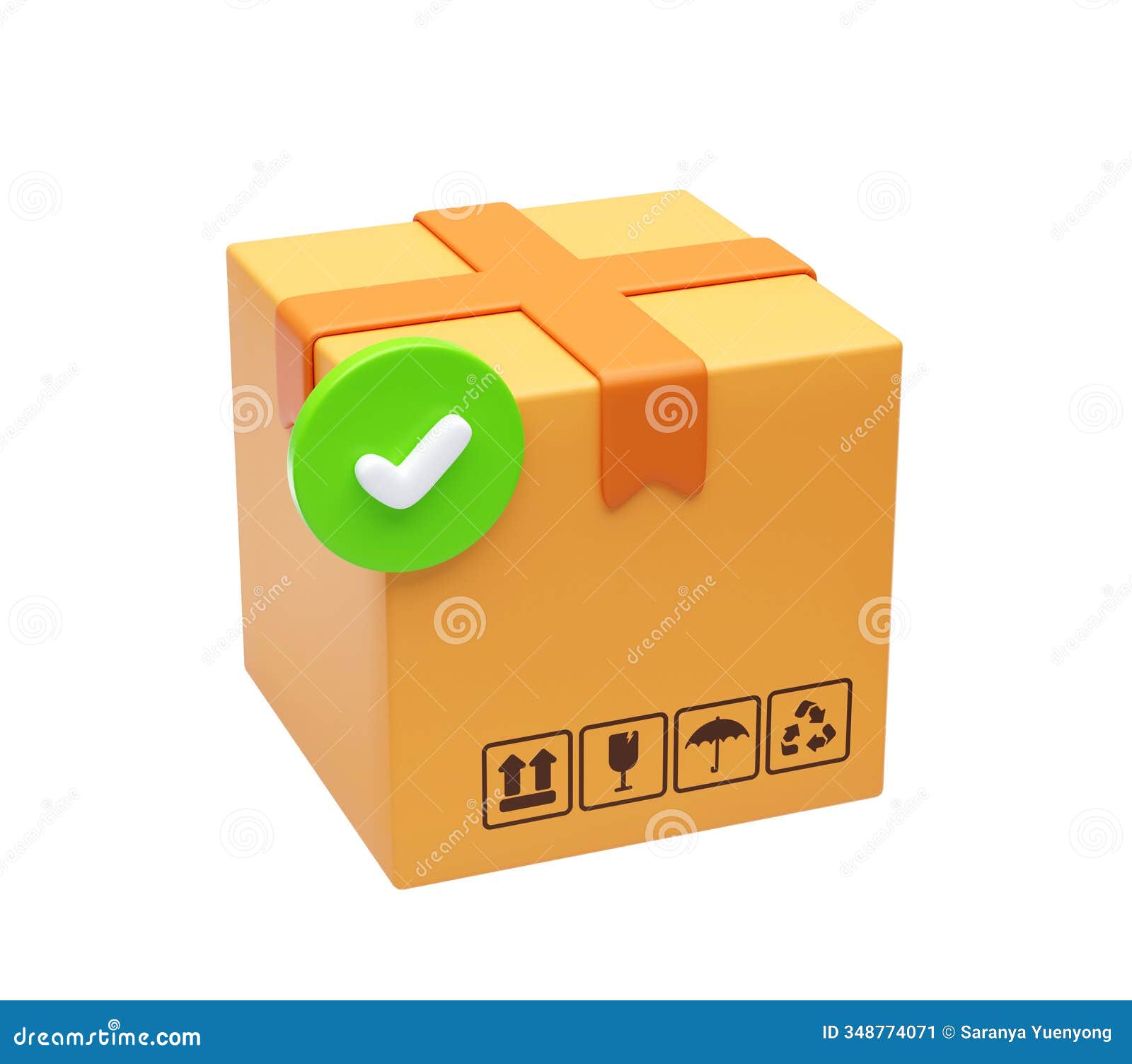 Check Icon on Cardboard Package 3D Illustration Stock Illustration - Illustration of order, tick ...