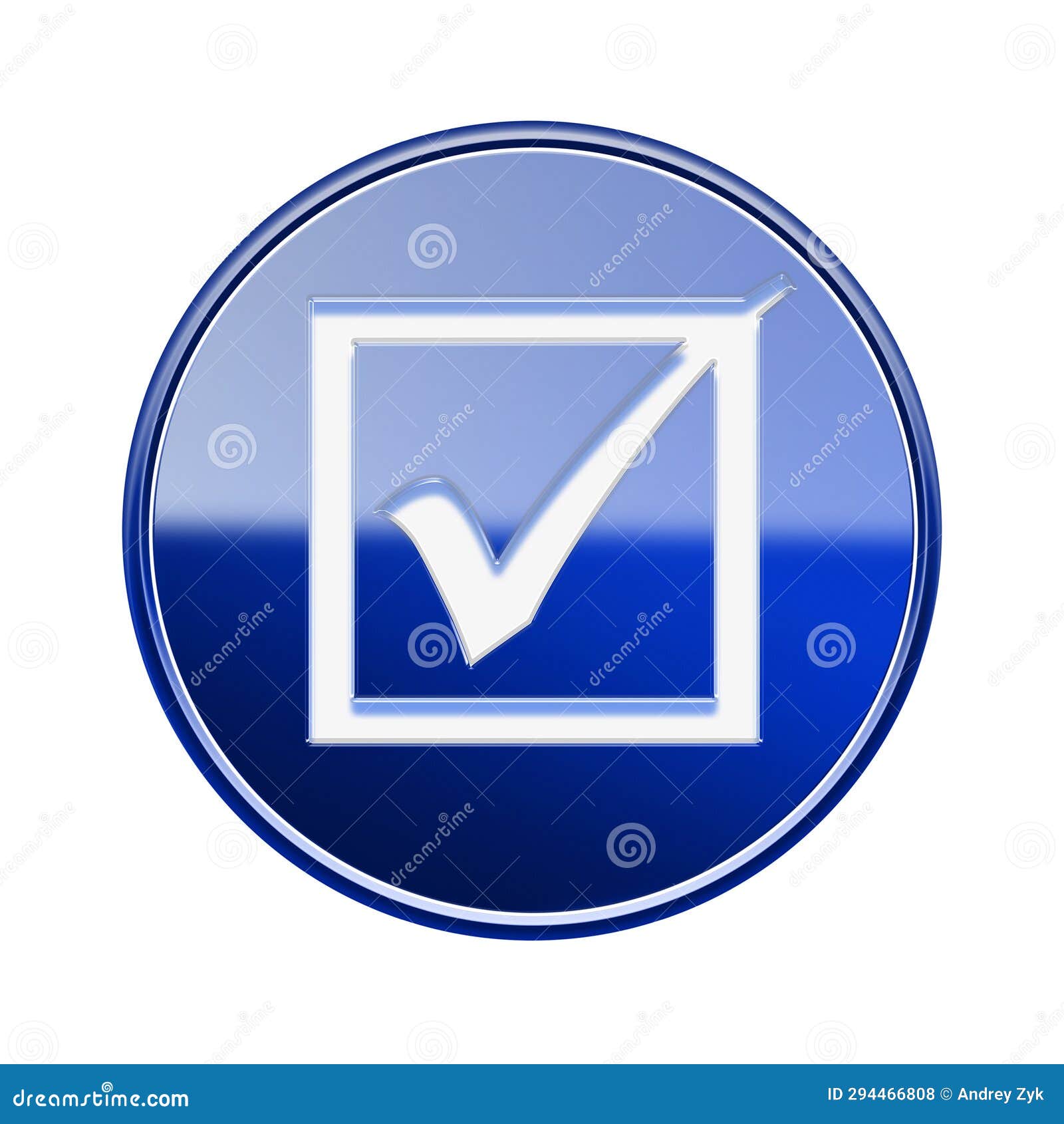 Check icon glossy blue. stock illustration. Illustration of dark ...