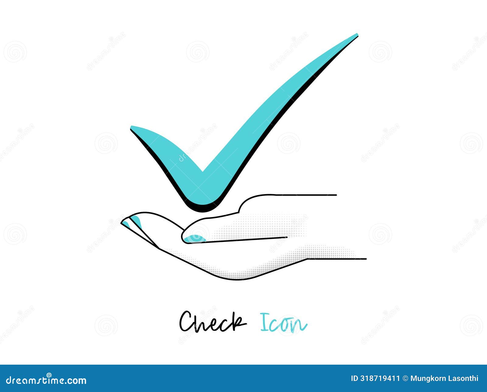 Check Icon. Hand Holding Check Symbol Stock Vector - Illustration of ...